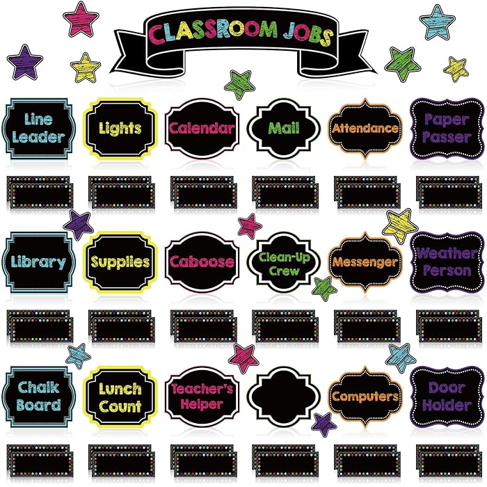 Buy 91 Pieces Classroom Jobs Chart Bulletin Board Sets Chalkboard ...