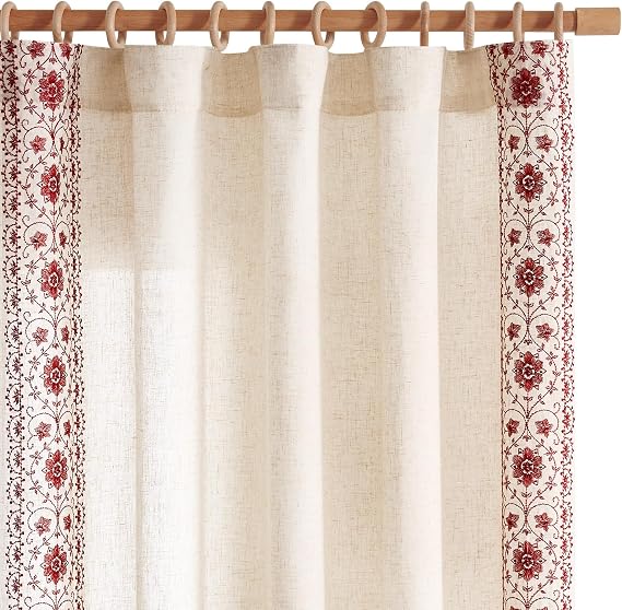 Amazon.com: jinchan Boho Curtains for Bedroom Red Vintage Floral ...