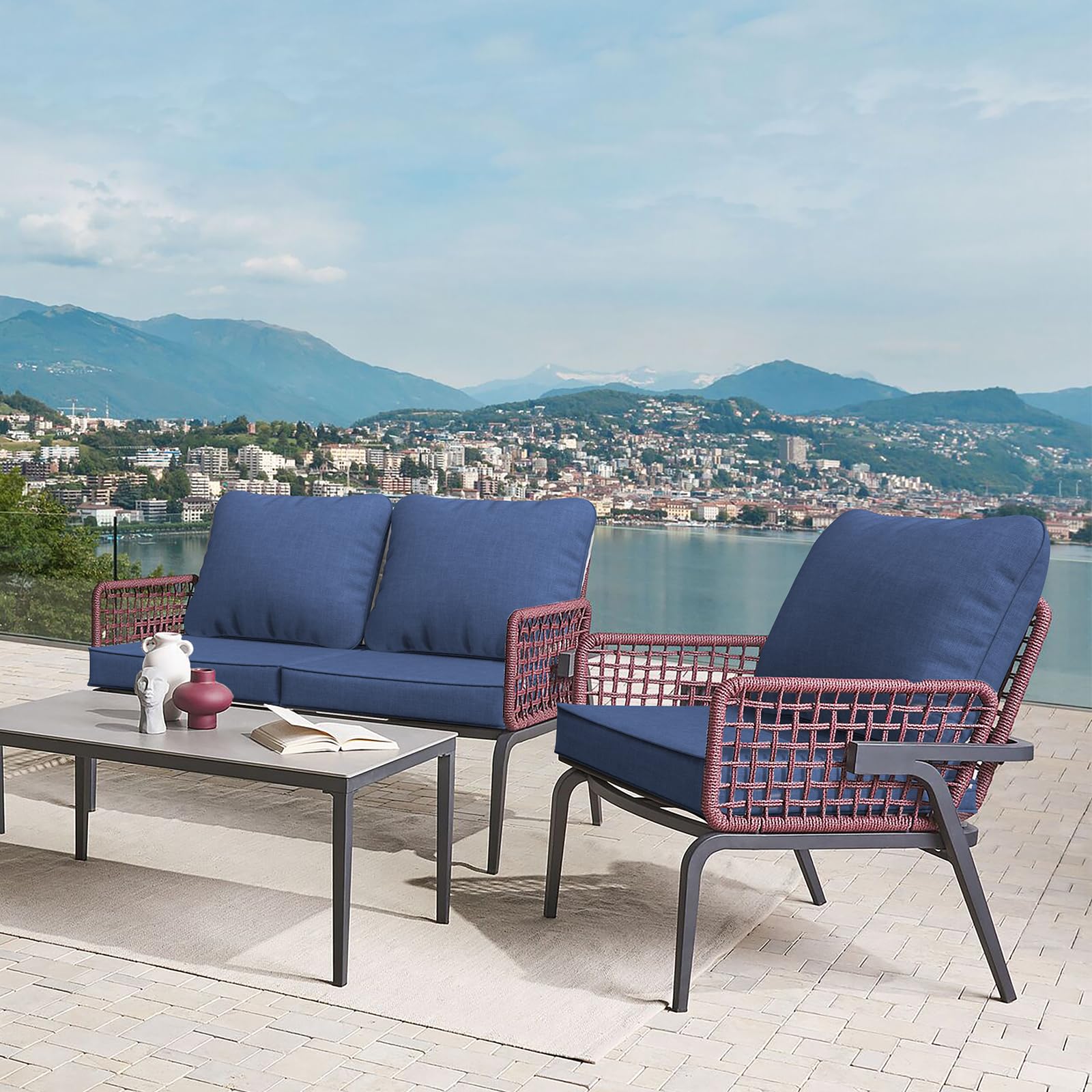 LVTXIII Outdoor Deep Seat Cushion Patio Seat and Back Cushion Set ...