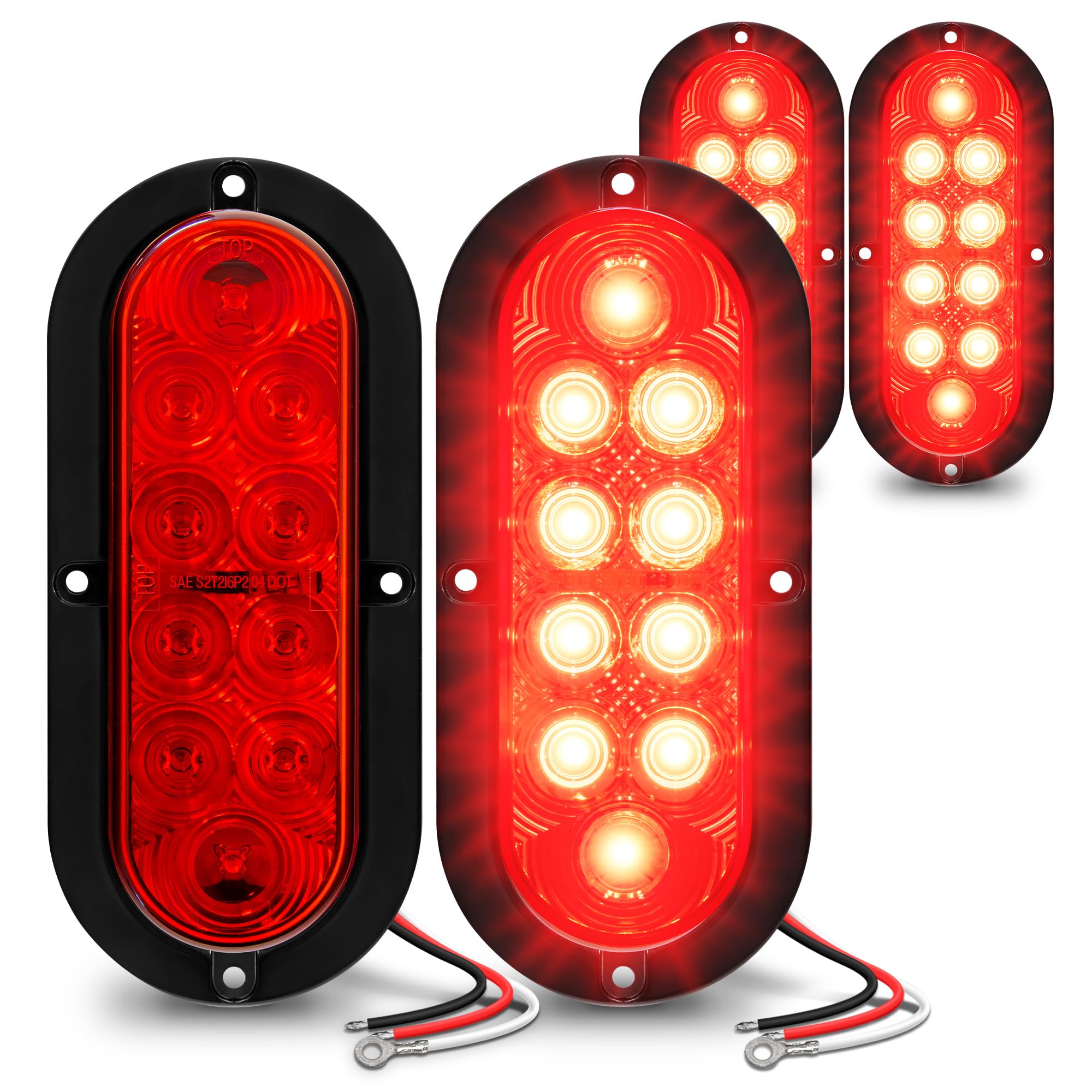 Snapklik.com : TRUE MODS 4pc 6 Inch Red Oval LED Trailer Tail Light Kit ...