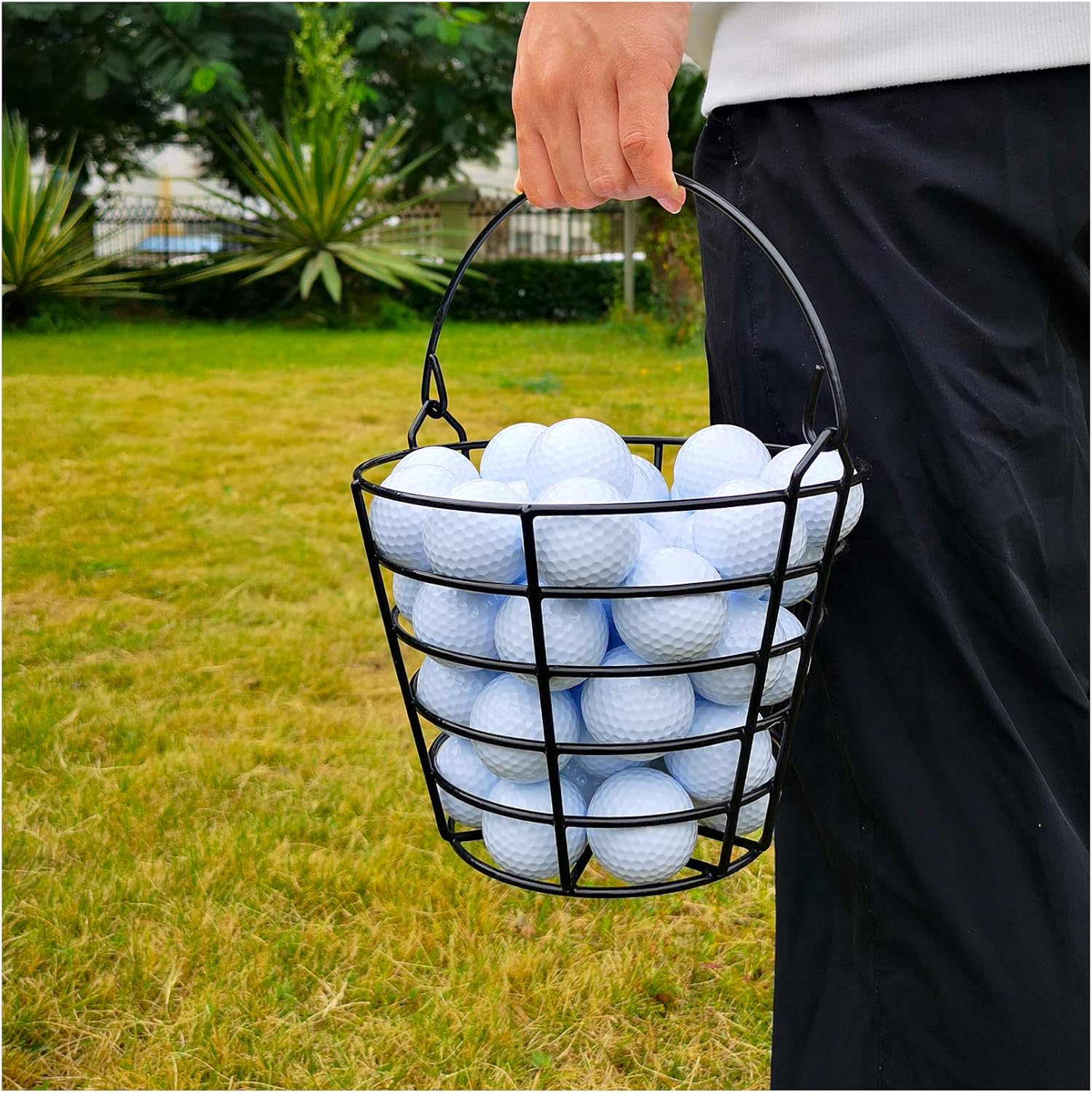 Buy 10L0L Metal Wire Golf Ball Basket with Handle (Can Holds 50 Balls ...