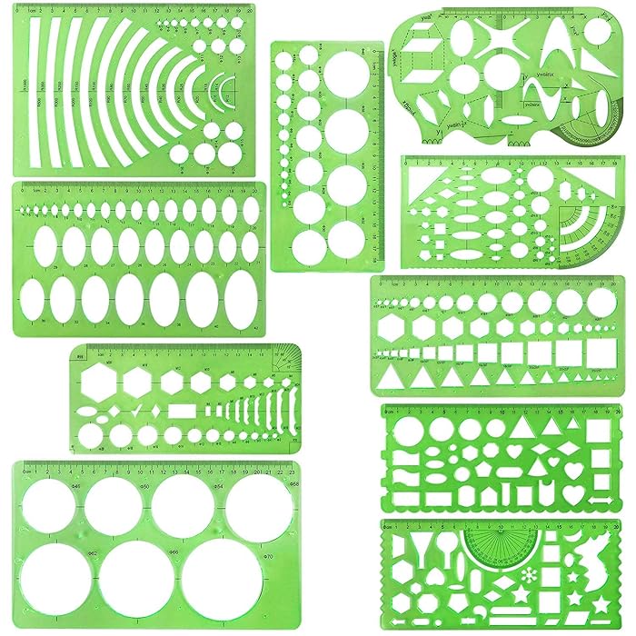 Buy Onwon 10 Pieces Drawings Templates Stencils Measuring Templates ...