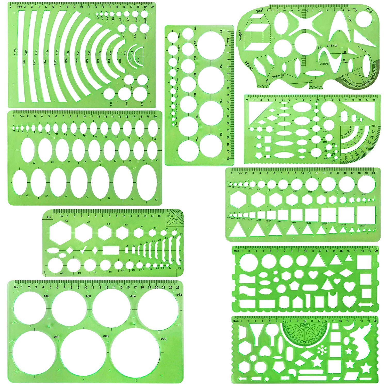 Snapklik.com : 10 Pieces Drawings Templates Stencils Measuring ...