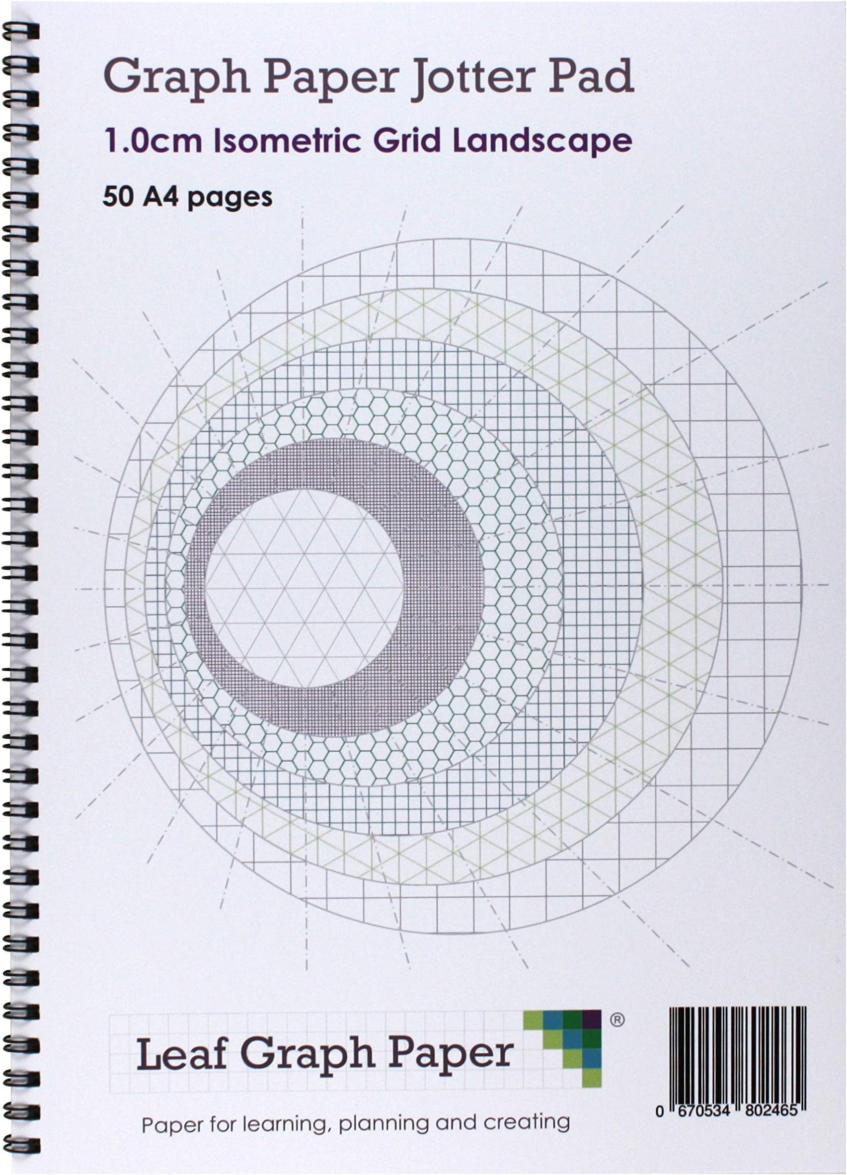 A4 Isometric Graph Paper 10mm 1cm Jotter Pad - 50 Landscape Pages ...