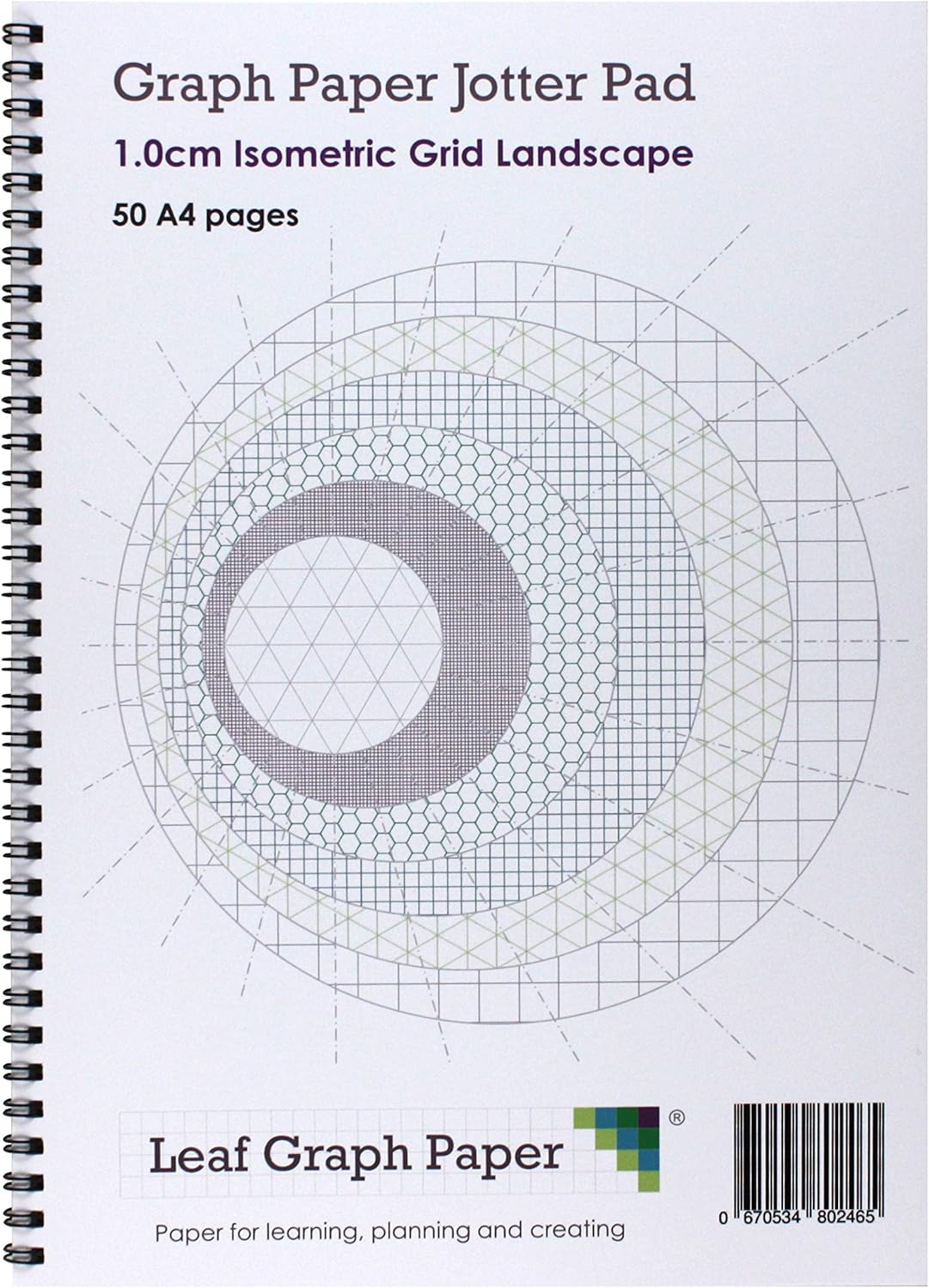 A4 Isometric Graph Paper 10mm 1cm Jotter Pad - 50 Landscape Pages ...