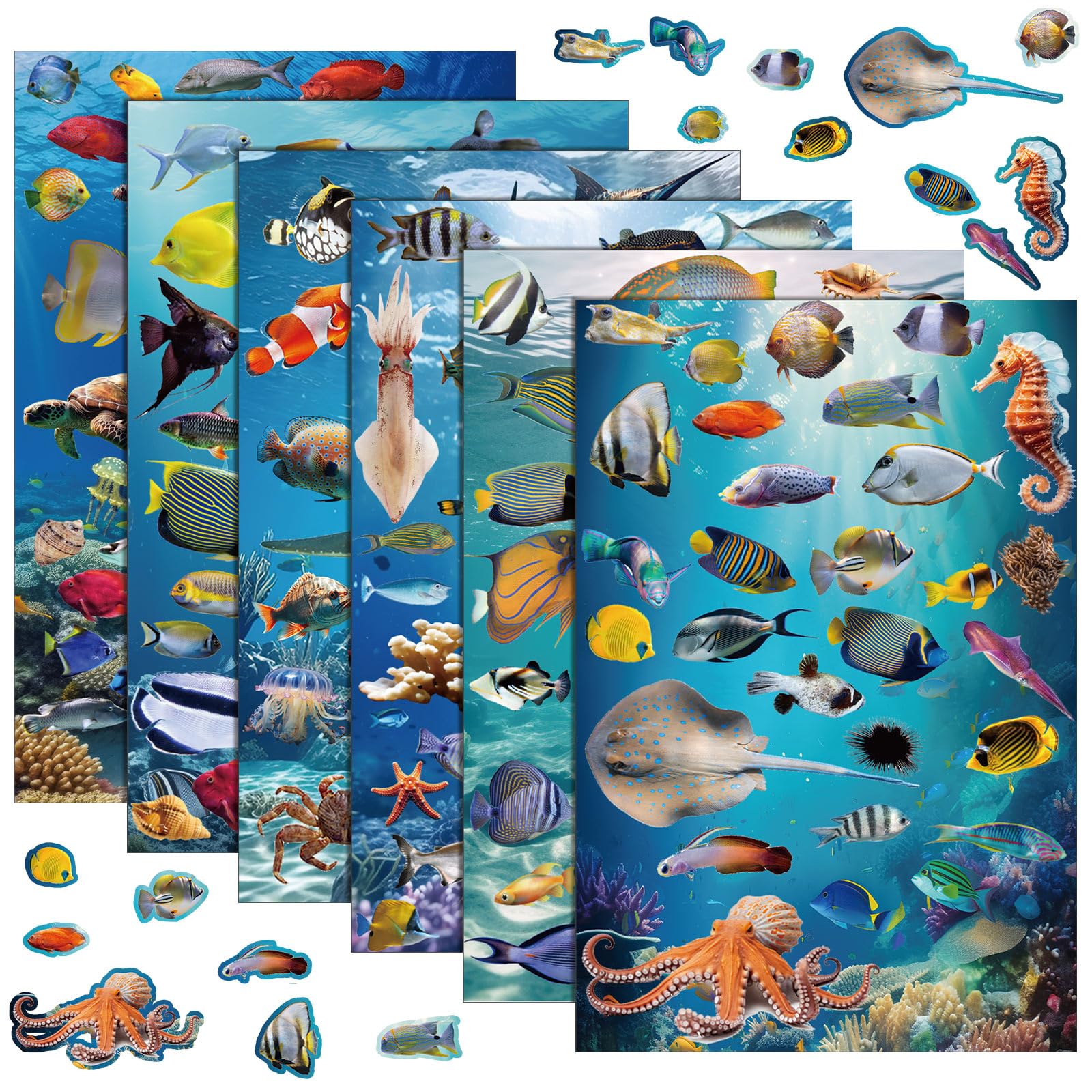 Amazon.com: 48 Sheets Ocean Animal Sticker for Kids Mermaid Sticker ...