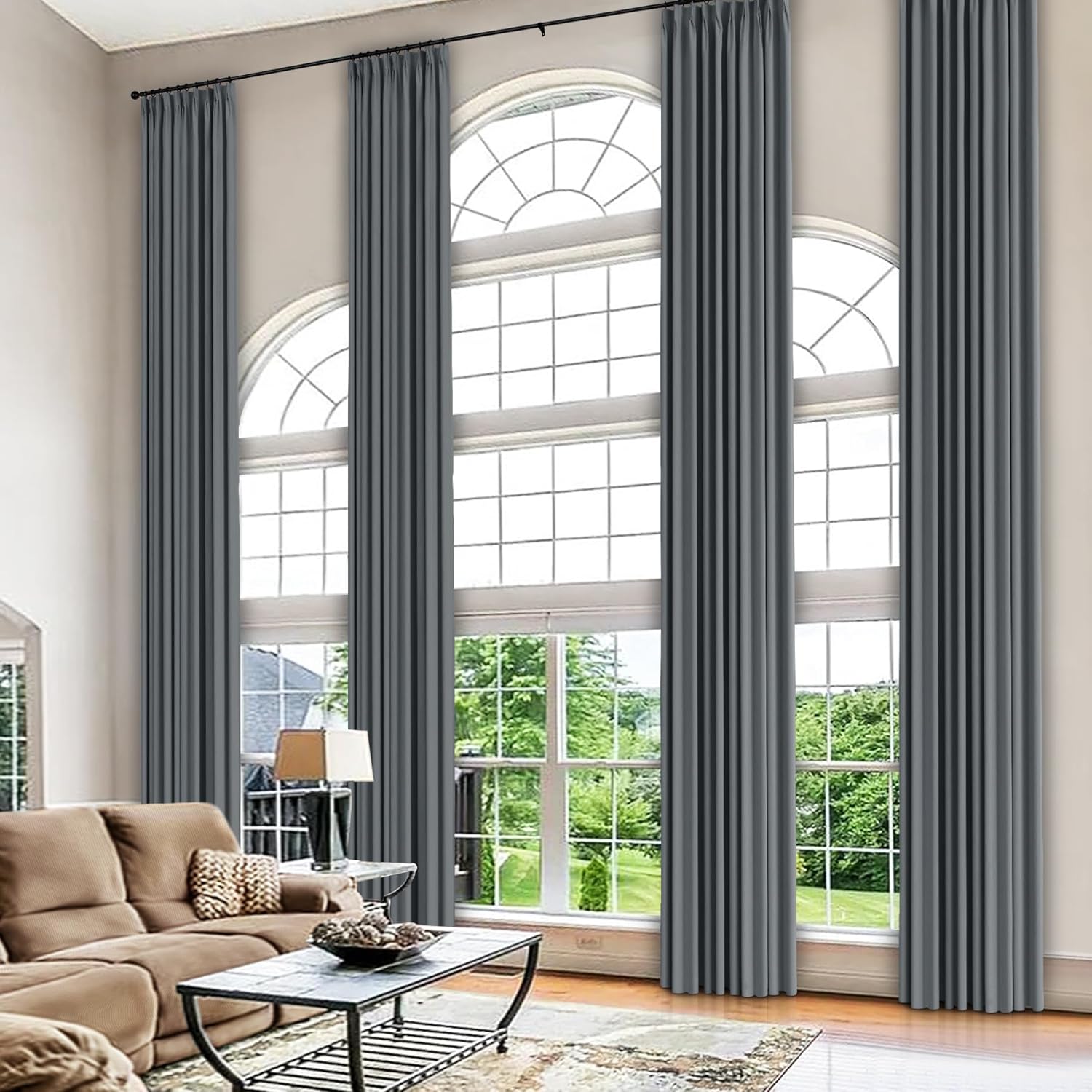 Amazon.com: Frelement 120inch Long Luxury Velvet Drapes Pinch Pleat Top ...