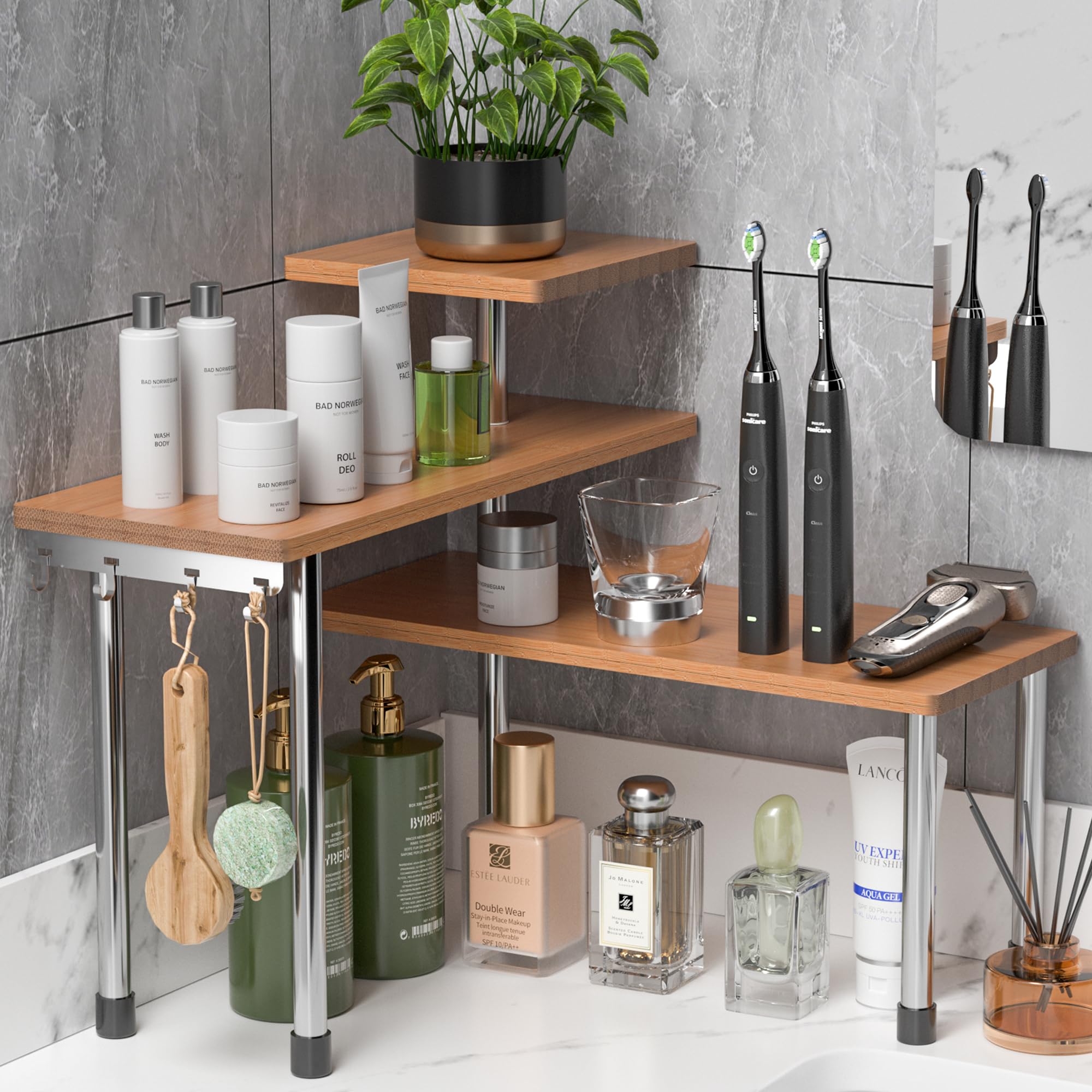 Amazon.com: ZHWS Bathroom Counter Organizer Corner Countertop Shelf ...