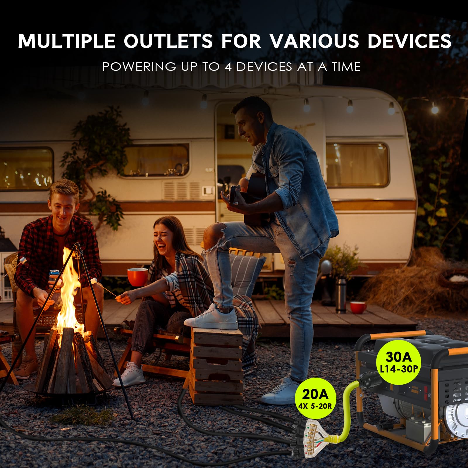 Snapklik.com : Campzlly 30 Amp To 20 Amp 110 Generator RV Adapter Cord