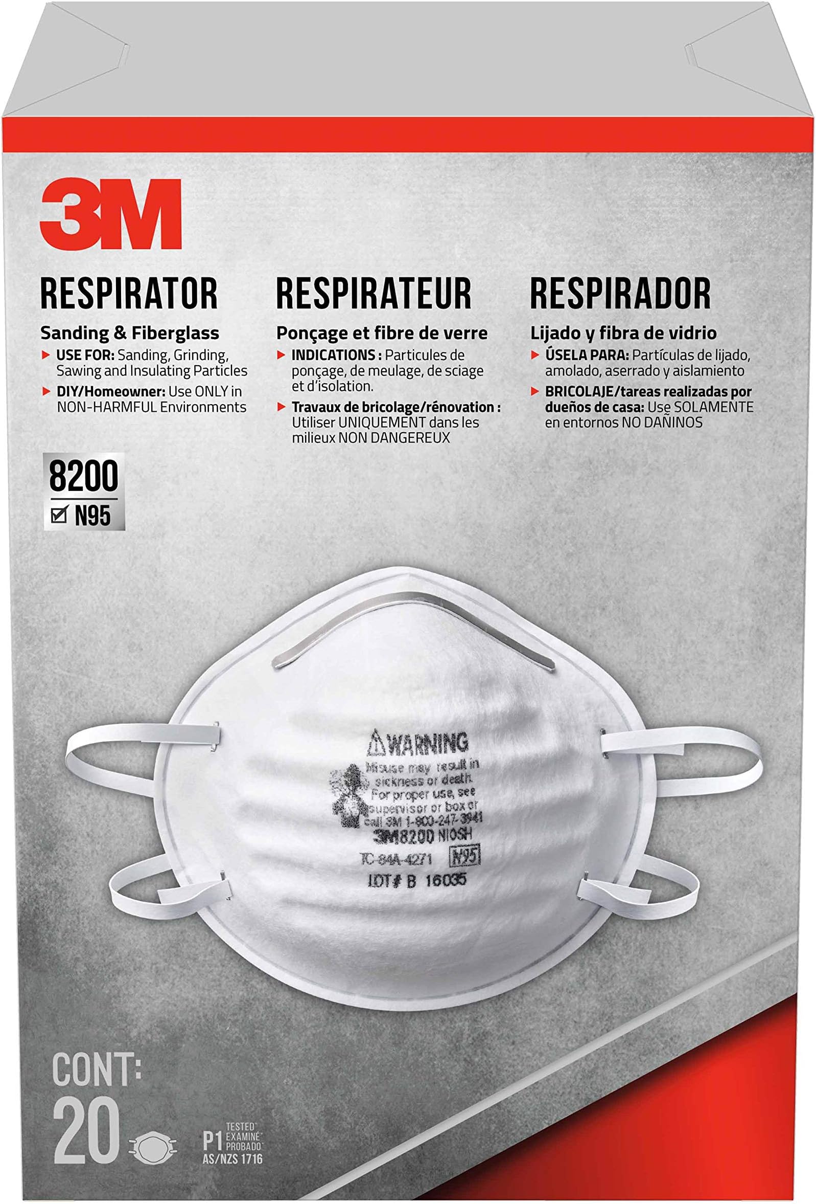 Amazon.com: 3M Safety -A Sanding and Fiberglass Respirator, 20-Pack ...