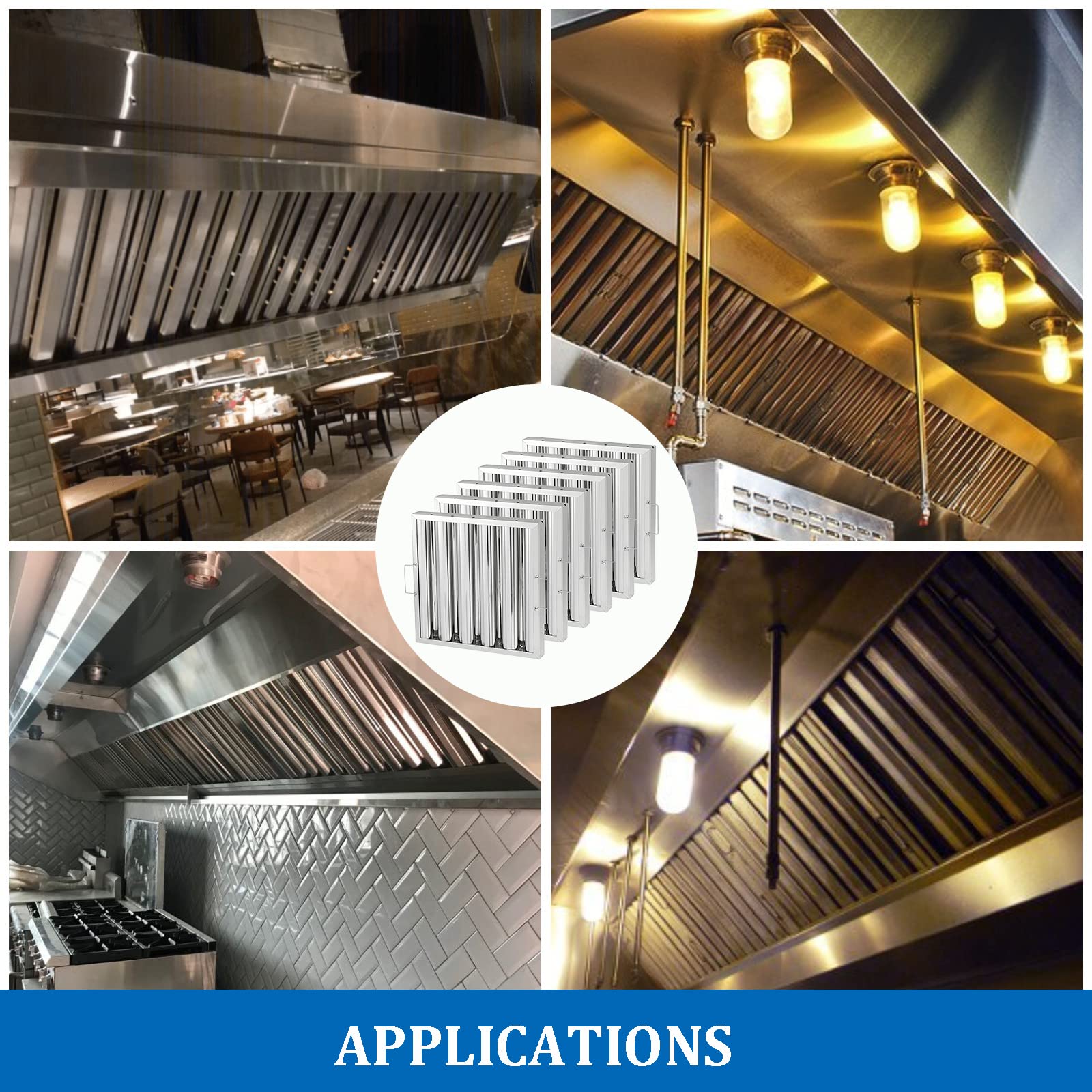Snapklik.com : 6PCS 430 Stainless Steel Hood Filter, 15.5" W X 15.5" H ...