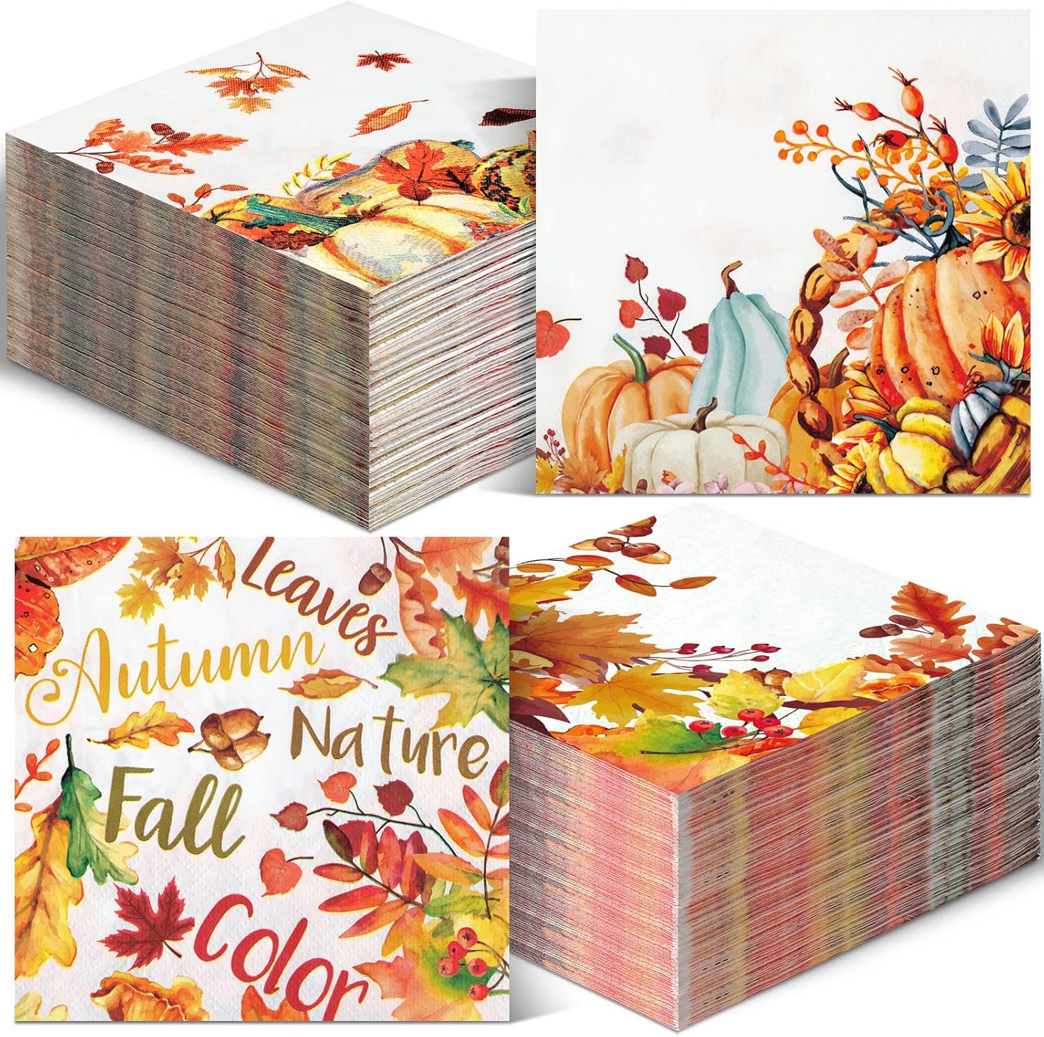 Amazon.com | Hotop 200 Count Fall Paper Napkins Autumn Pumpkin Maple ...