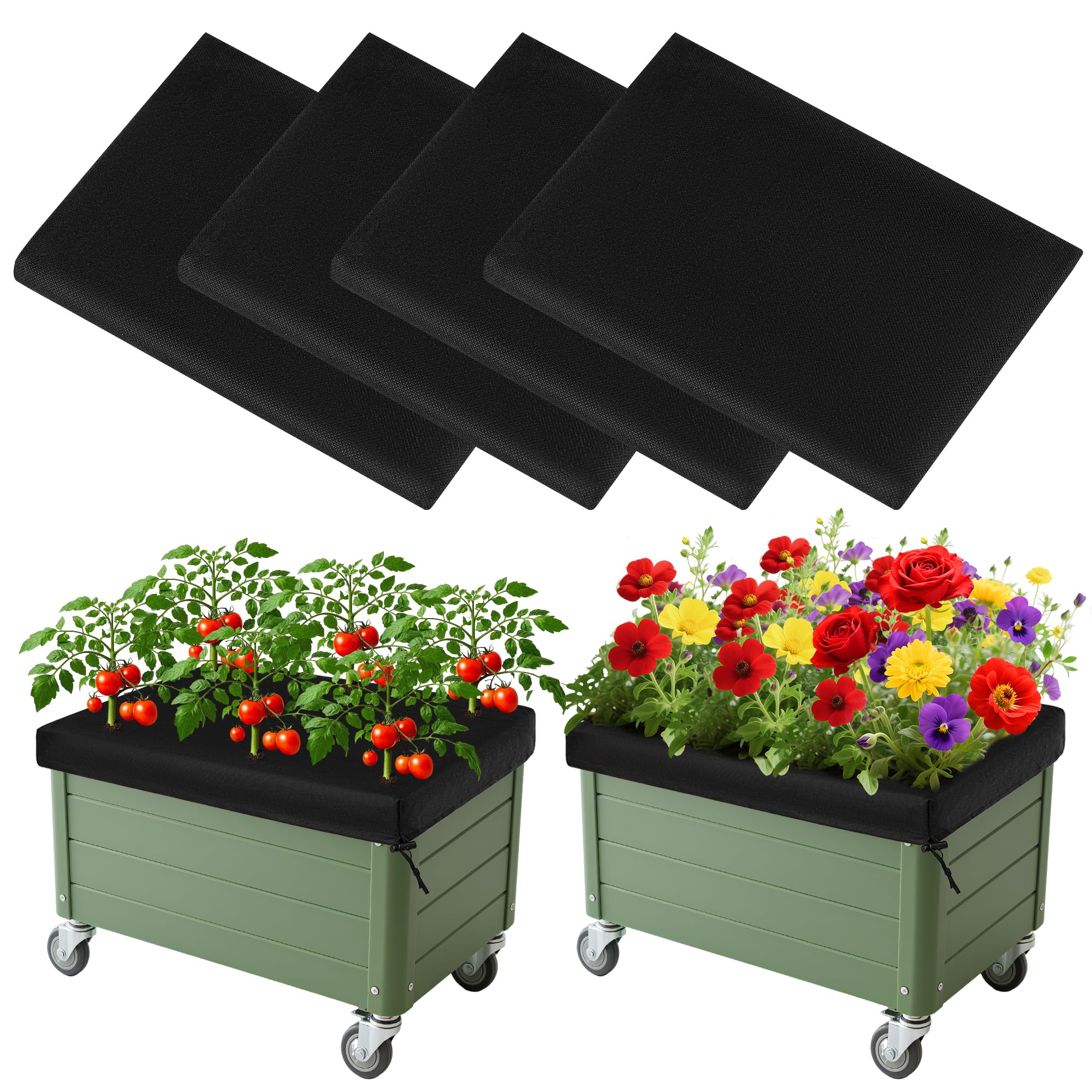 Snapklik.com : LUCKIPLUS 4 Pack City Picker Mulch Covers, Black Planter ...