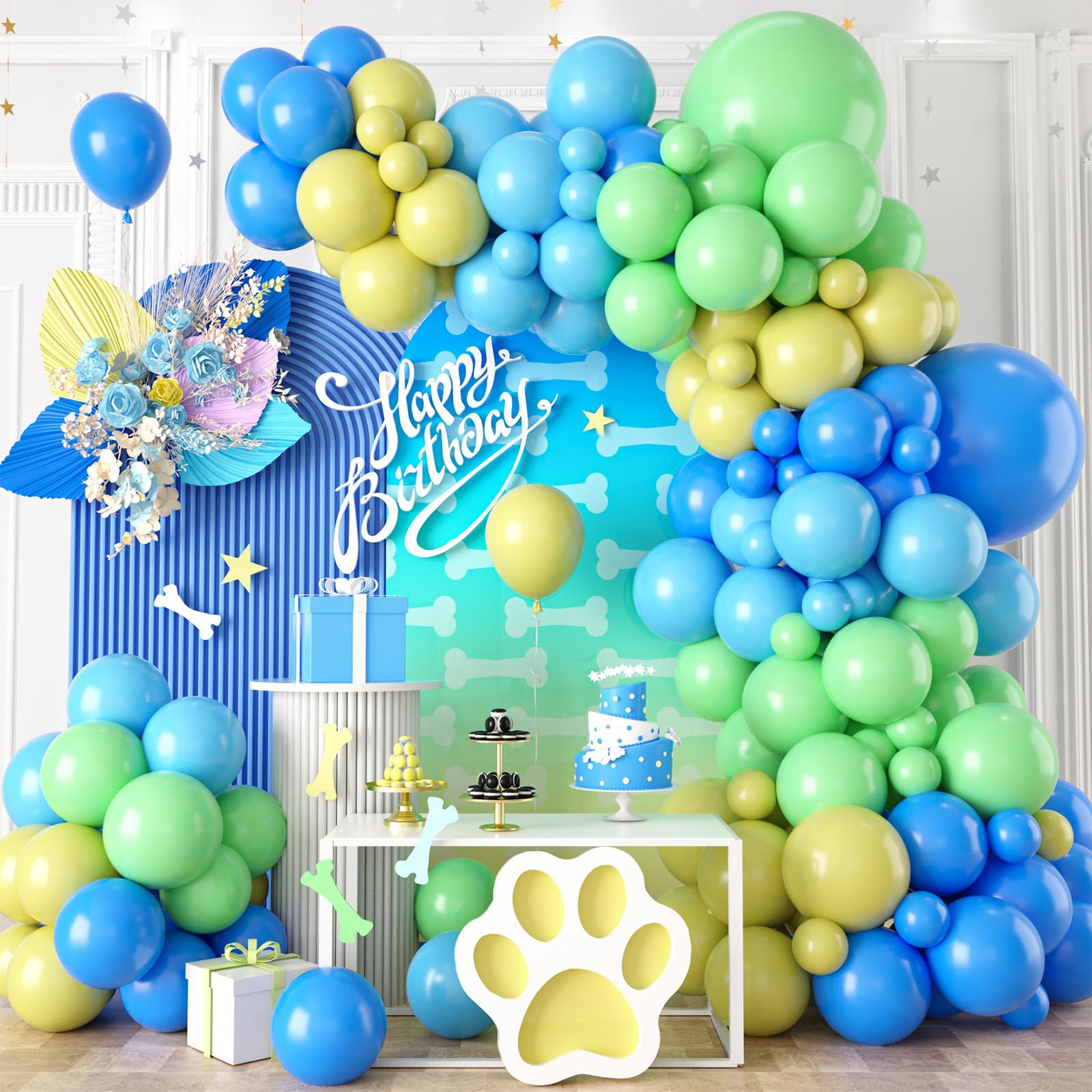 Buy Blue Yellow Balloon Arch, Blue Yellow Green Balloons Garland Kit ...