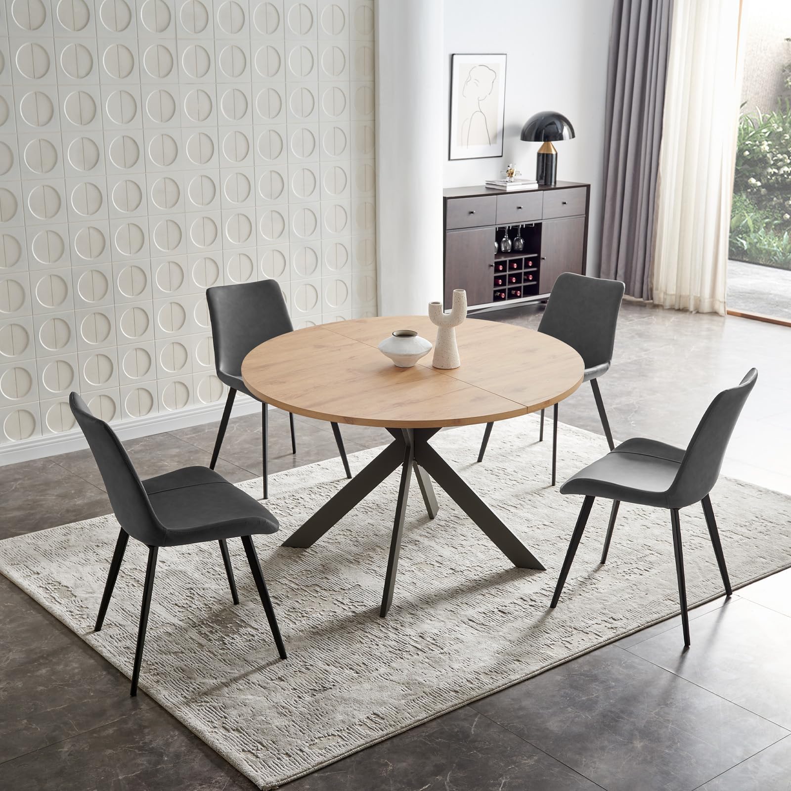 Amazon.com - Round Dining Table Set for 4, Modern Round Kitchen Table ...