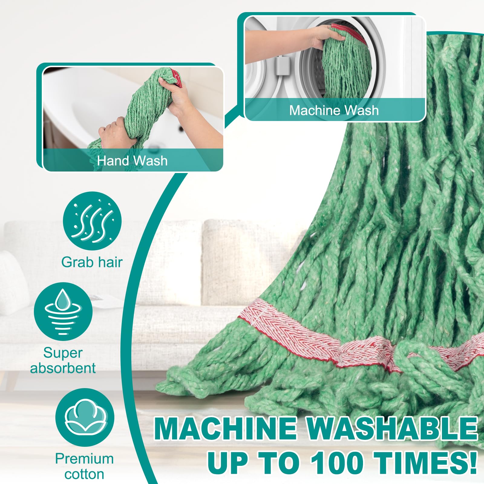 Snapklik.com : KeFanta 60 Inch Loop-End String Mop Heavy Duty ...
