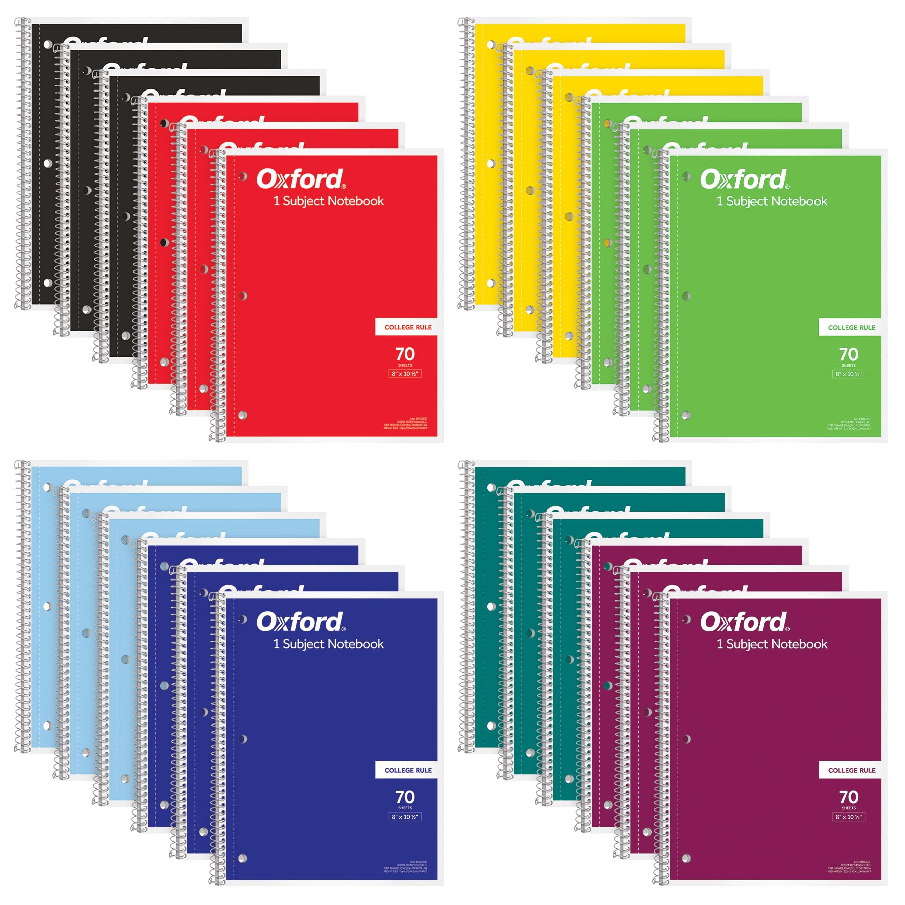 Amazon.com : Oxford Spiral Notebook College Ruled - 24 Pack - 1 Subject ...