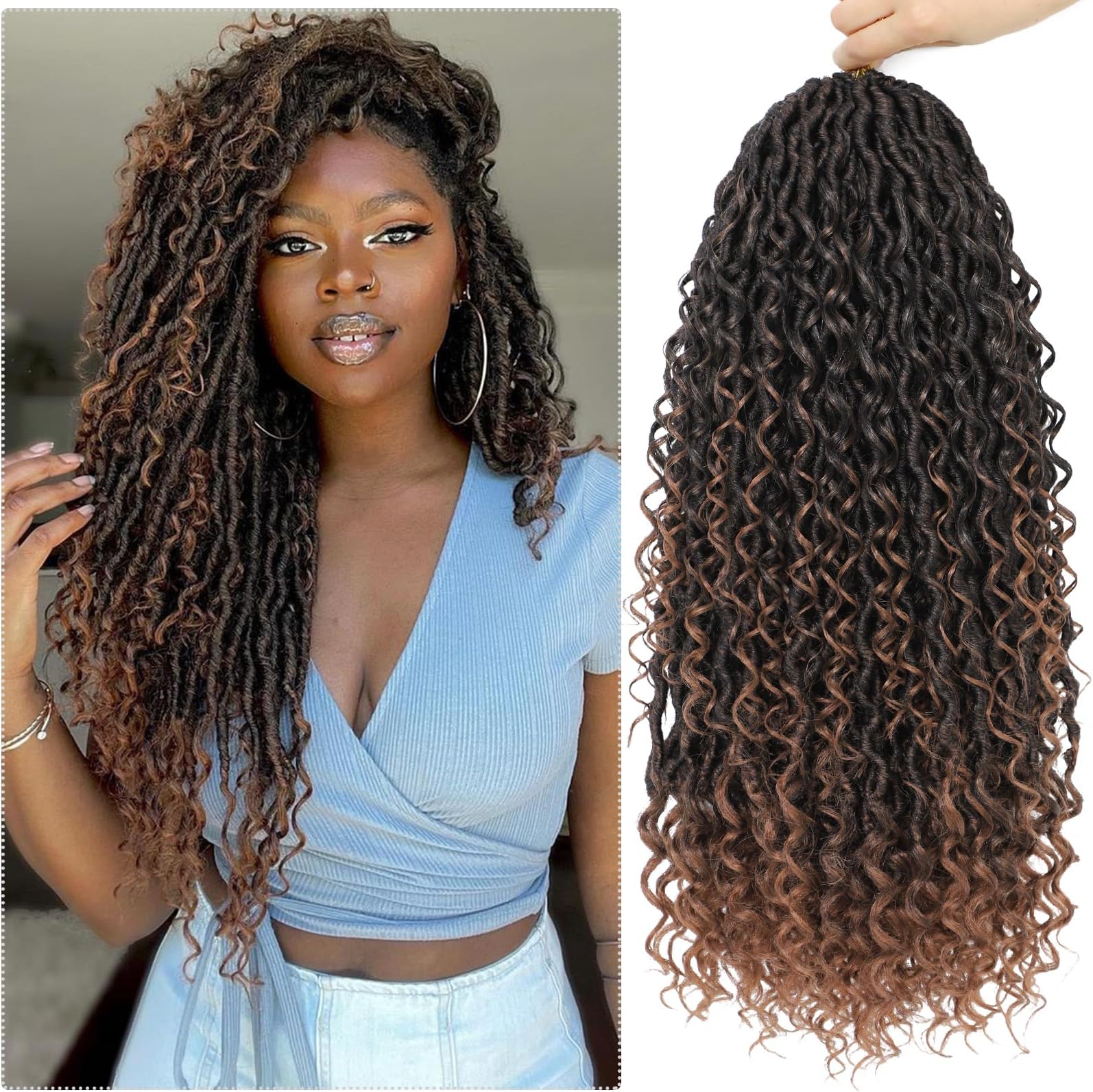 Amazon.com : 8 Packs Goddess Faux Locs Crochet Hair for Black Women ...