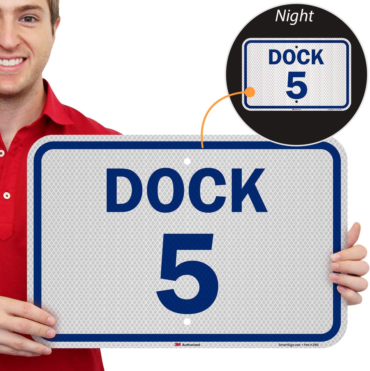 SmartSign "Dock 5" Dock Number Sign | 12" x 18" 3M Diamond Grade ...