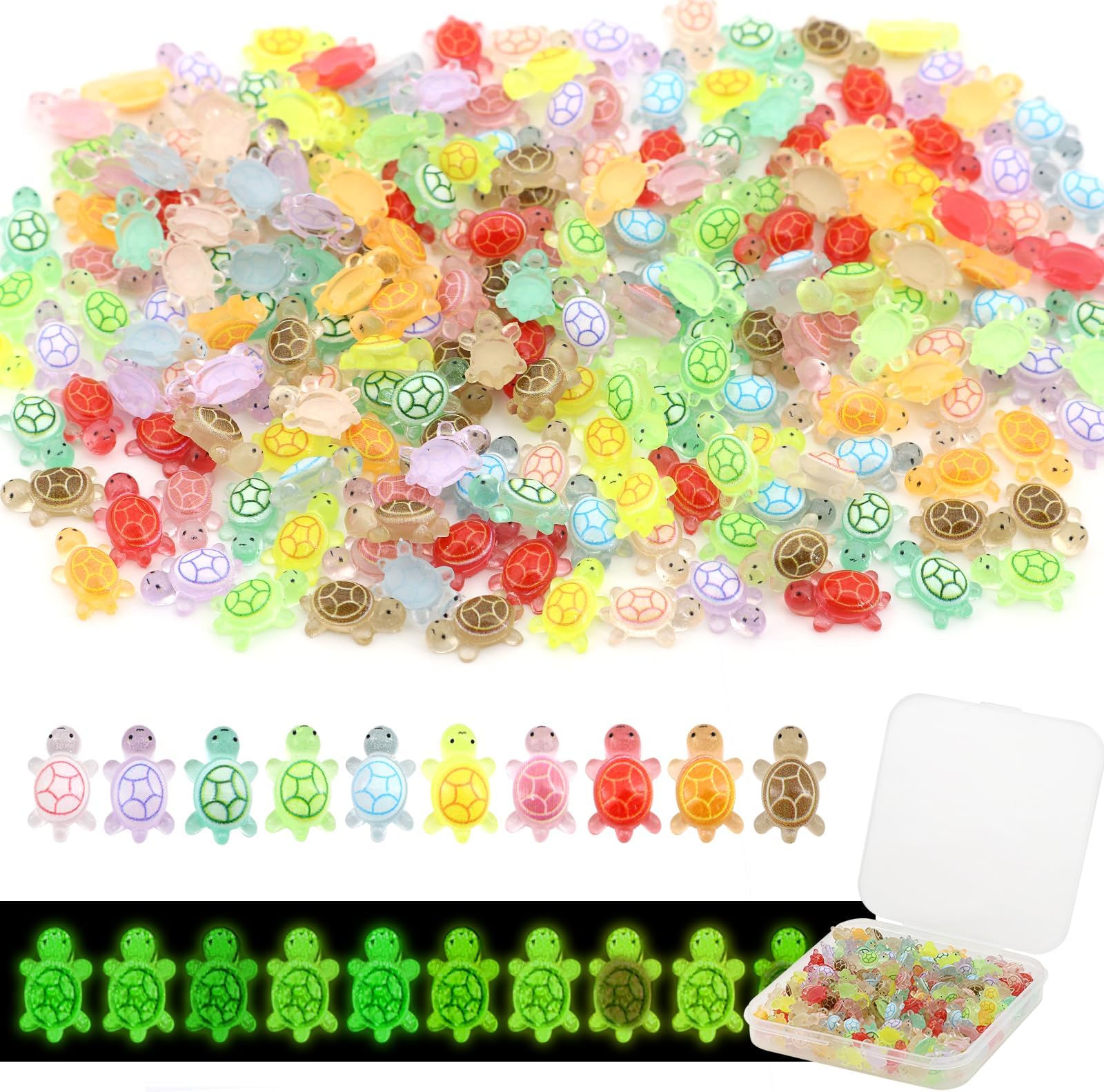Amazon.com: SYWHXY 50PCS Luminous Mini Resin Turtles, Glow in The Dark ...