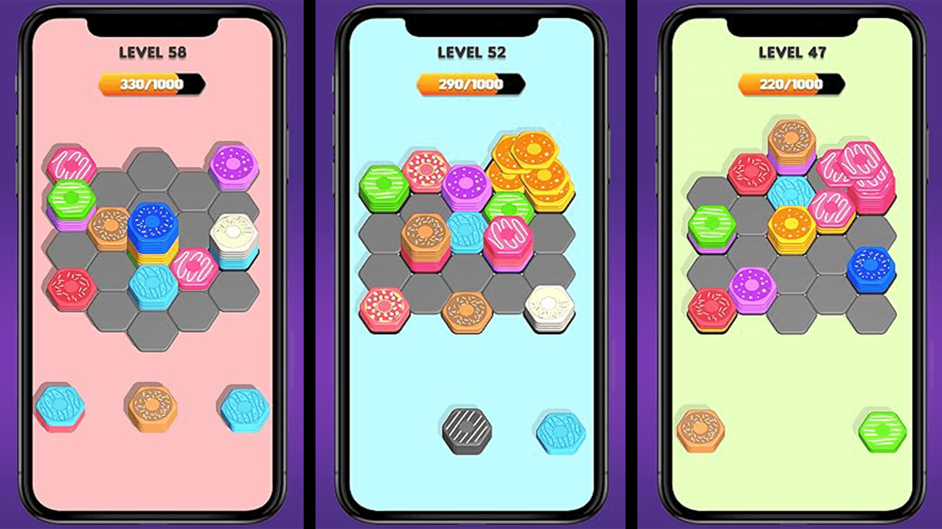 Hexa Sort Donut Stack Puzzle Hexa Donut Sort Merge Master Hexa Color Sort Donut Block Sorting