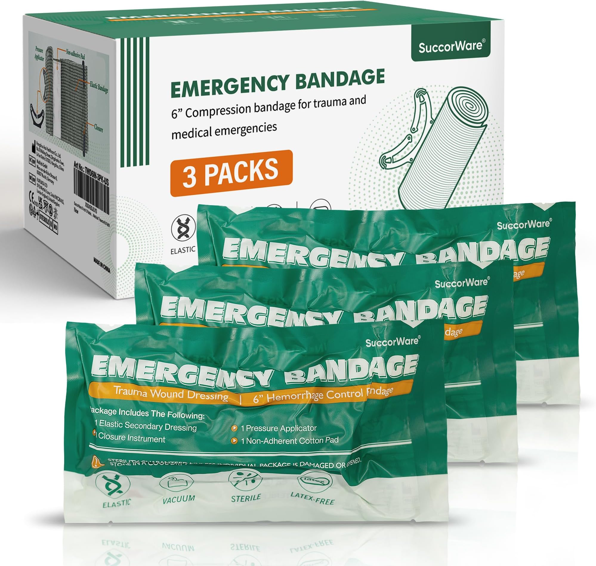 Amazon.com: PerSys Medical Israeli Emergency Bandage 4" : Health ...