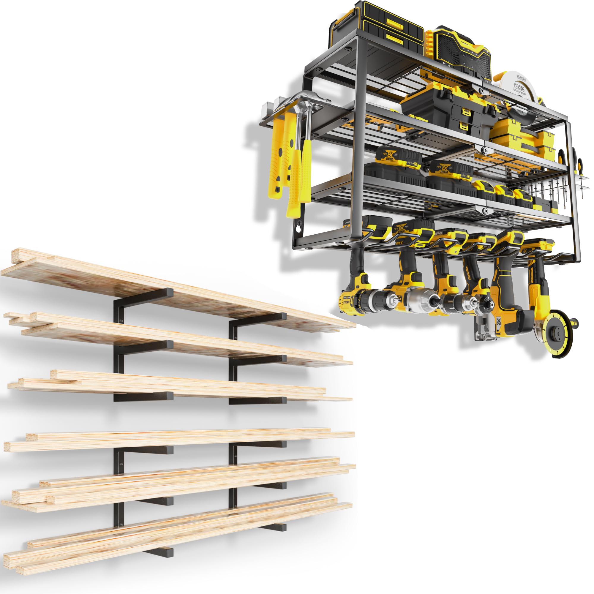 Lumber Storage Rack Heavy Duty Wall-Mount Lumber Racks (4-Pack) - 6 ...