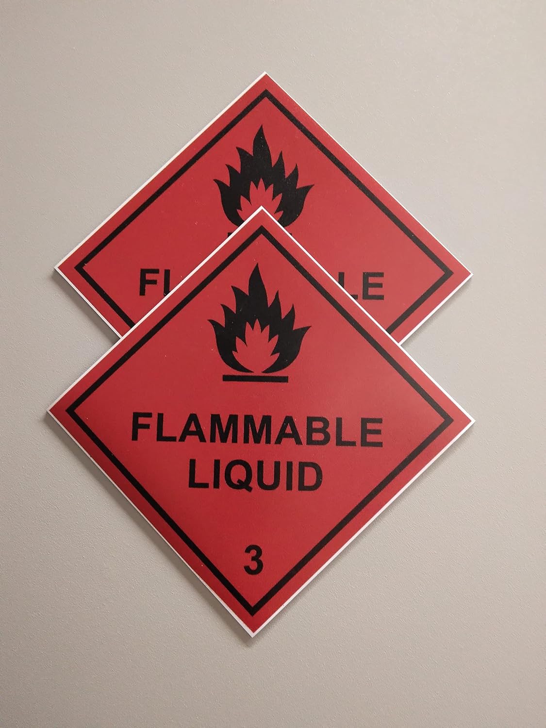 Pack of 2 strong Magnetic, flammable liquid 100mm x 100mm hazardous ...