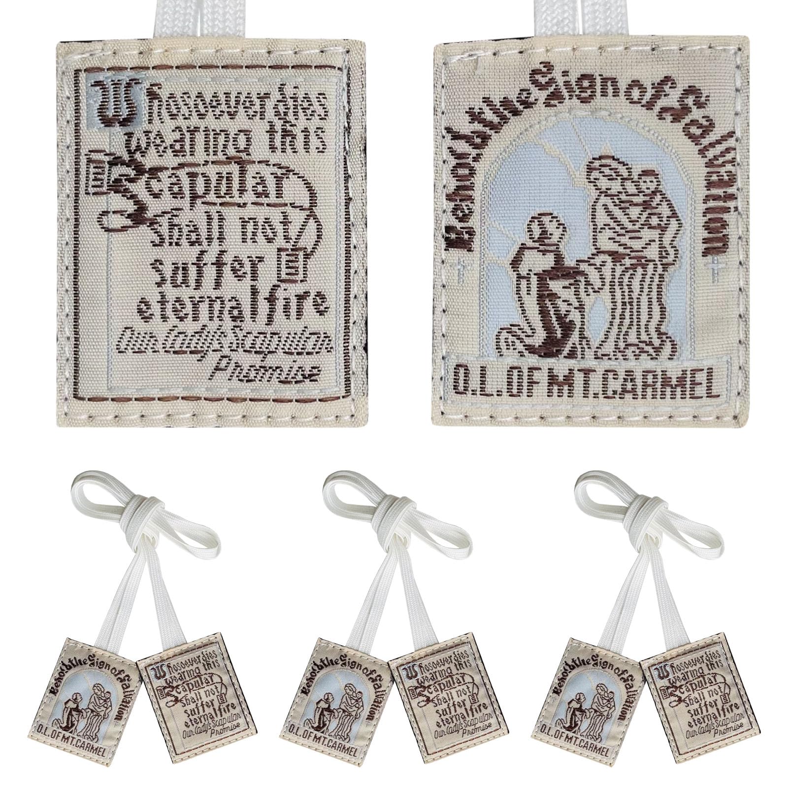 TALPGOD Scapulars Catholic, 3 Pack Bulk Brown Scapular Of Our Lady Of ...