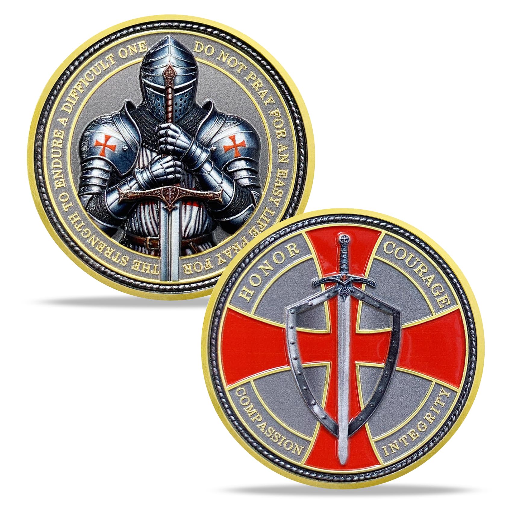 IELCJJ Knights Templar Challenge Coin - Christian Religious Coins Red ...