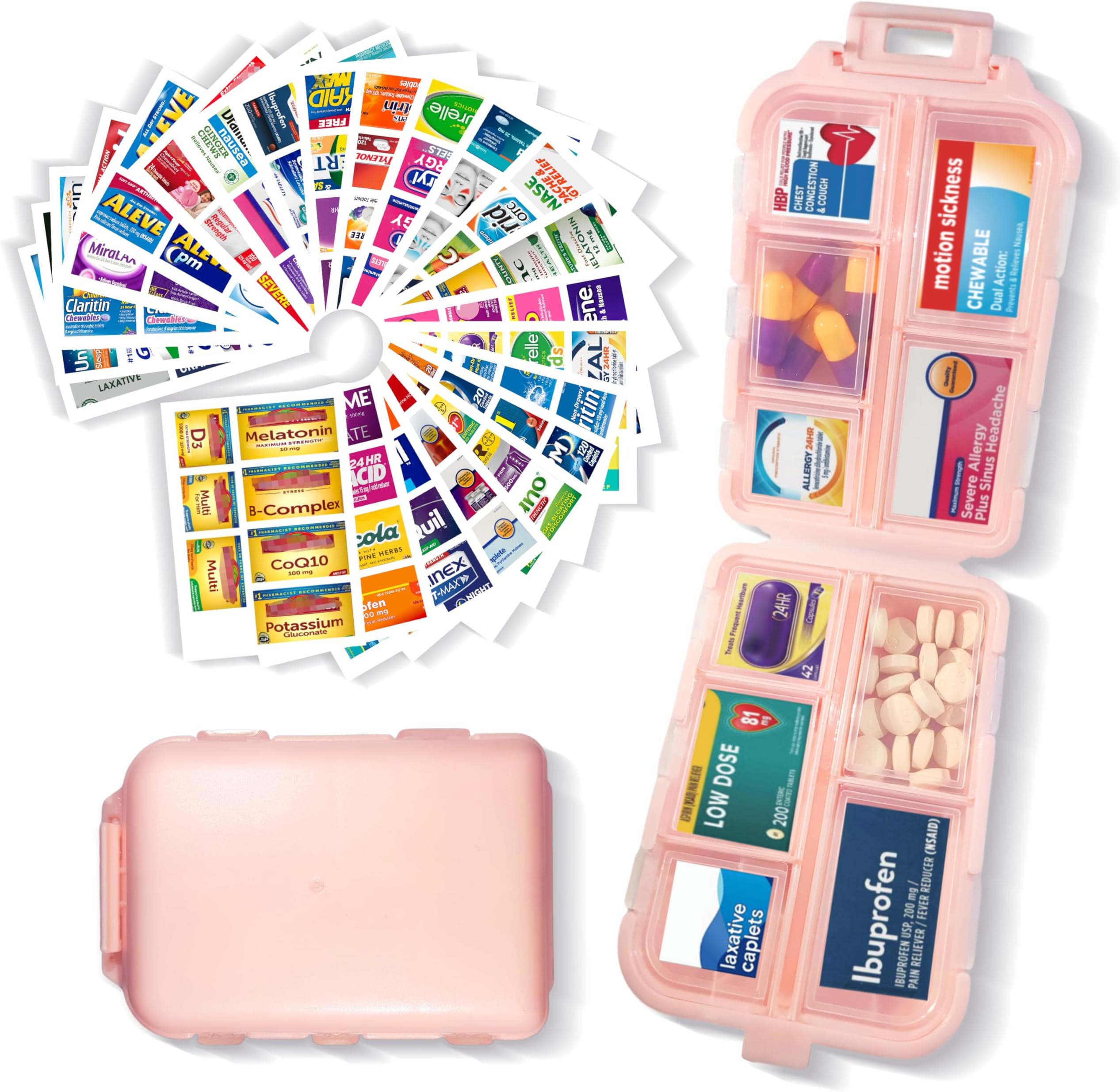 Amazon.com: Pill Organizer with Medicine Labels 161 Labels Travel Daily ...