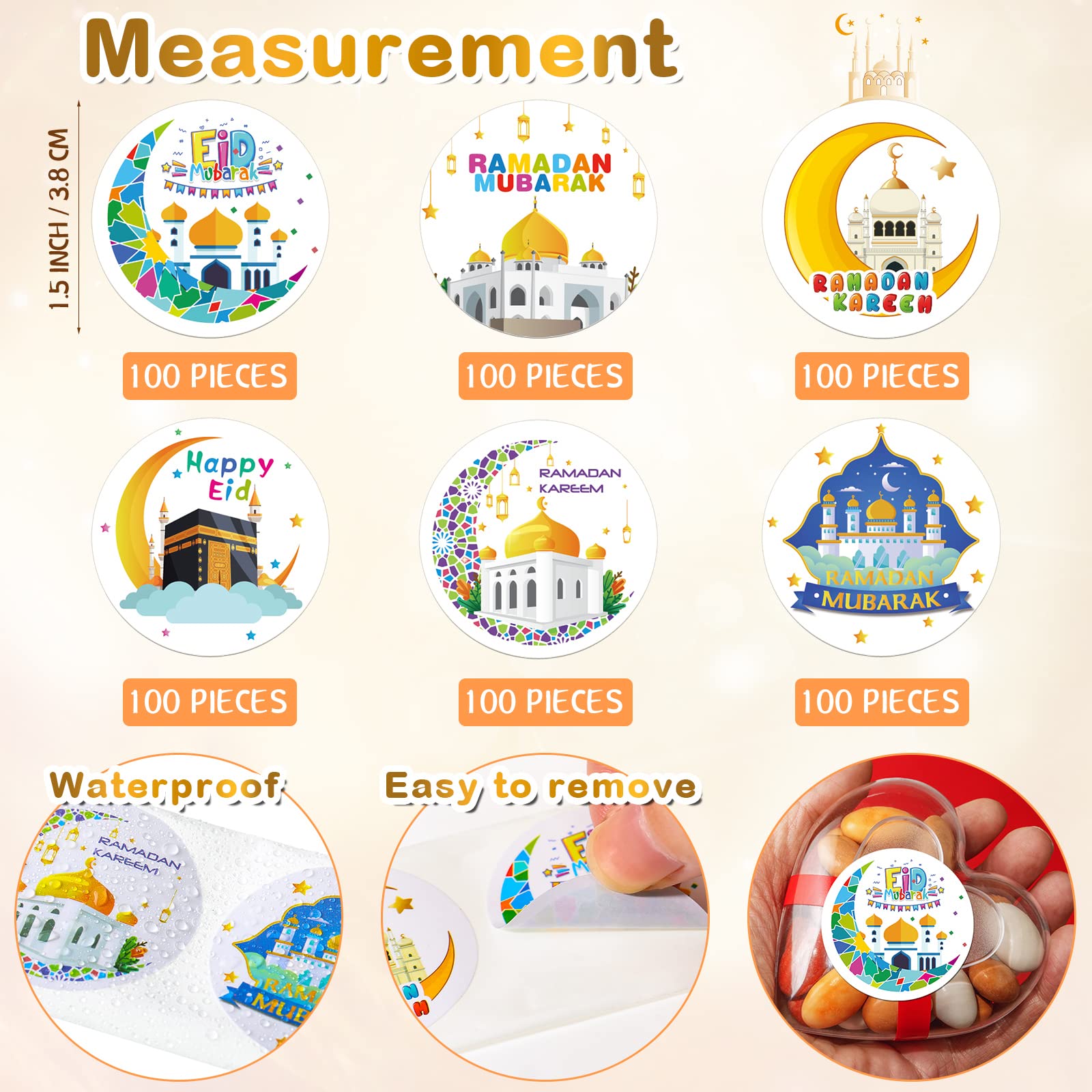 Snapklik.com : 600 Pieces Ramadan Mubarak Stickers Eid Islamic Kareem ...