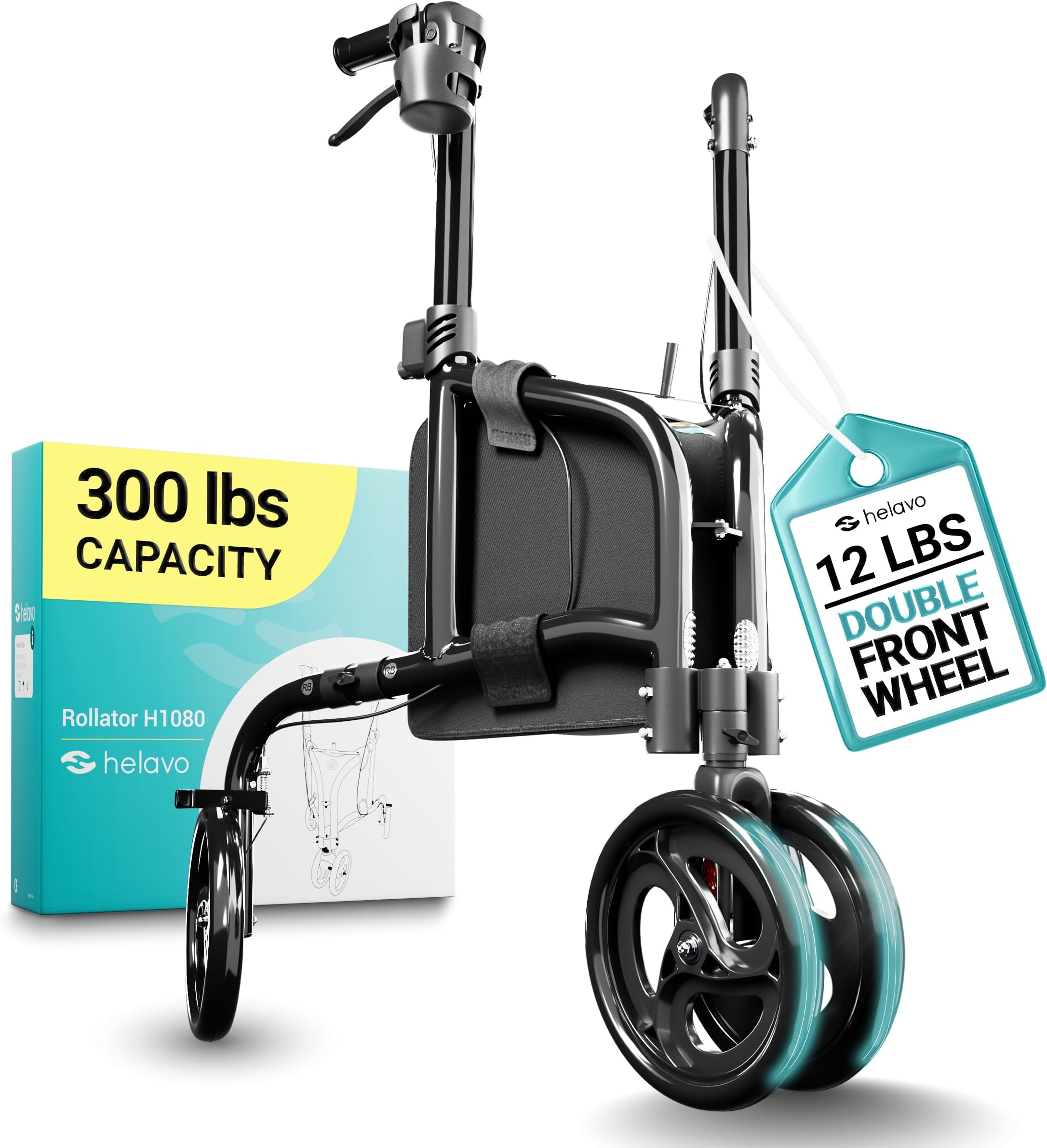 Amazon.com: Helavo 3 Wheel Rollator Walker for Seniors, 3 x More Stable ...