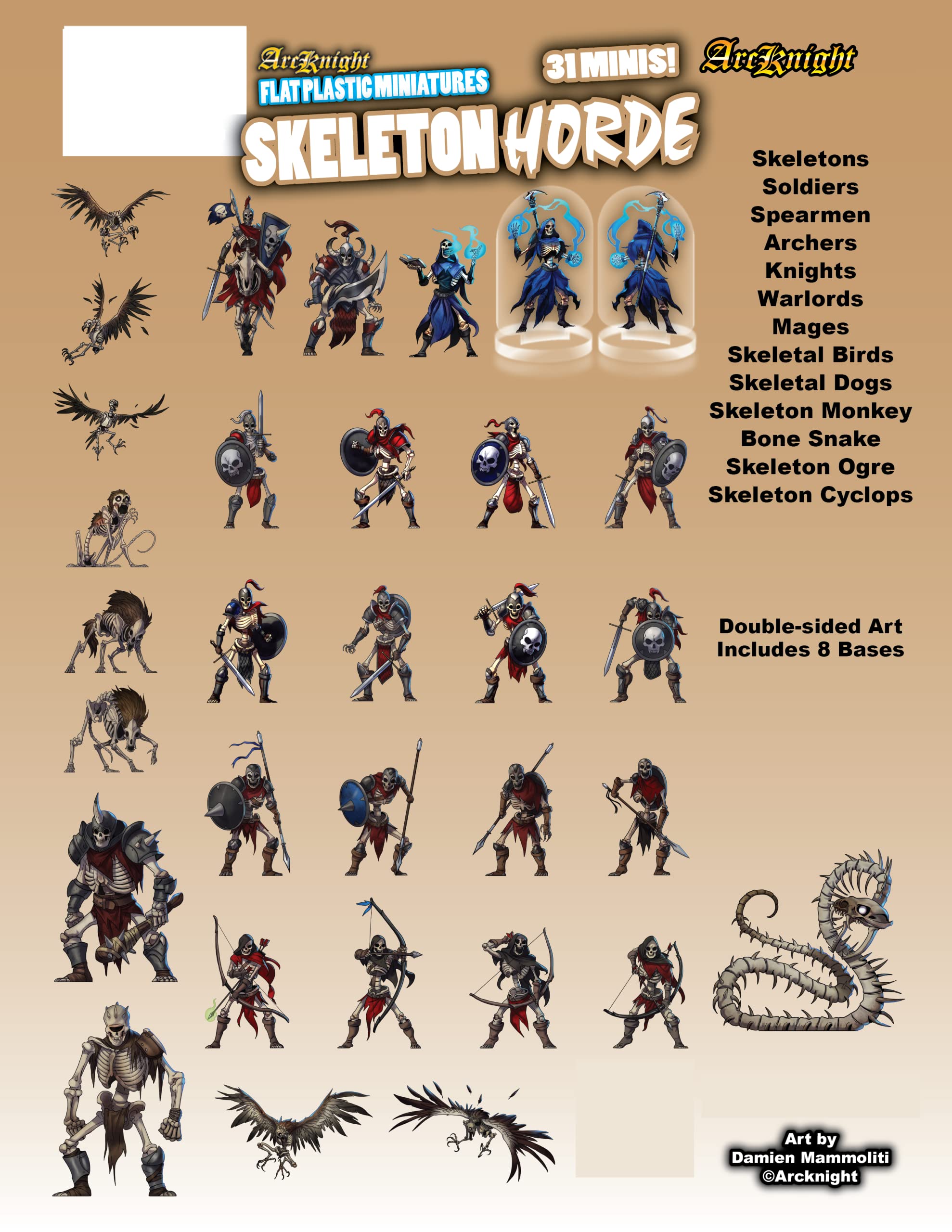 Snapklik.com : Arcknight Flat Plastic Miniatures: Skeletons Horde; 31 ...