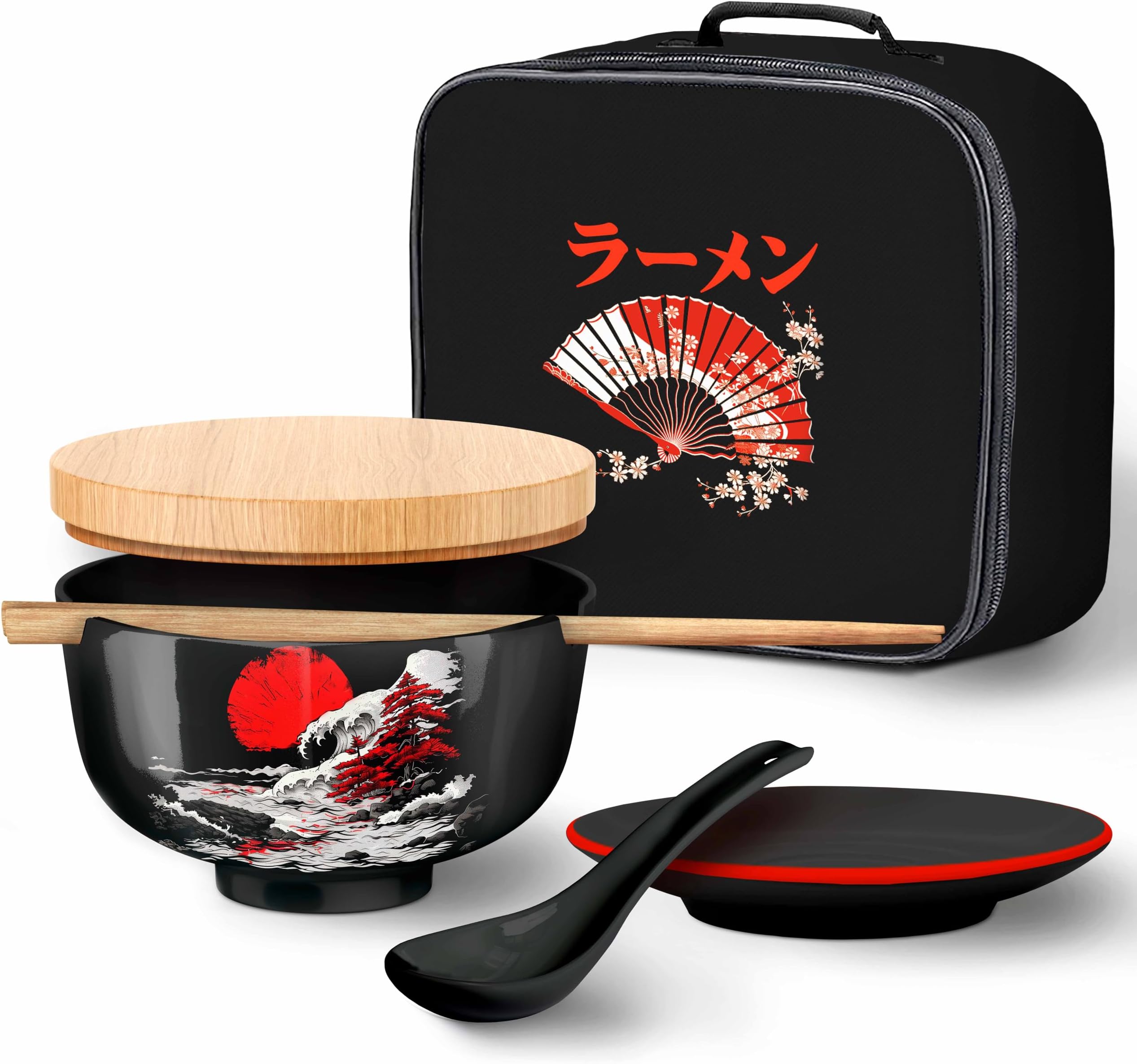 Amazon.com: i2 Home Japanese Ramen Bowl Set of 2-20 Pcs, 32 Oz Ceramic ...