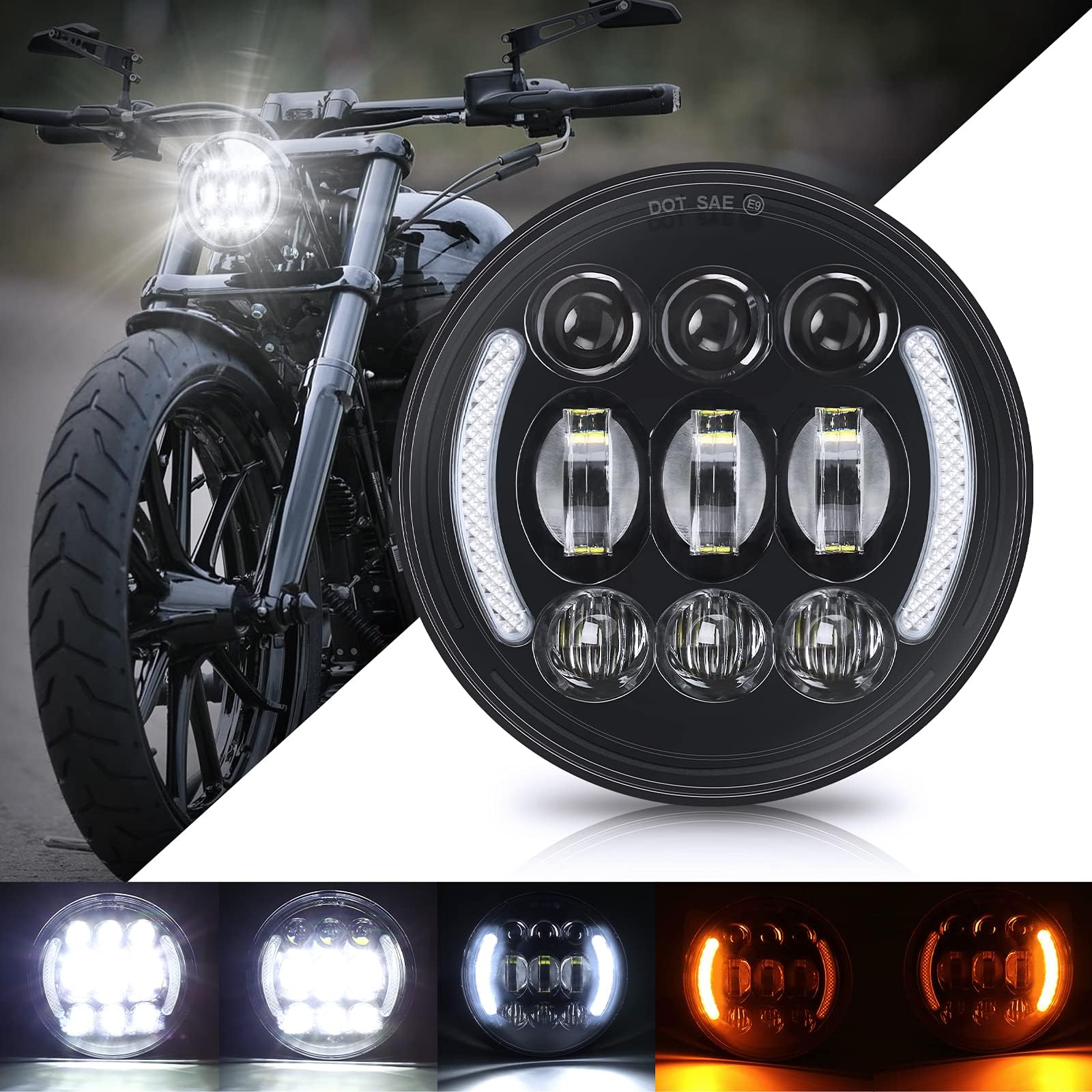Amazon.com: Topteng Motorcycle Headlight Light Bar, 3Row Motorcycle ...