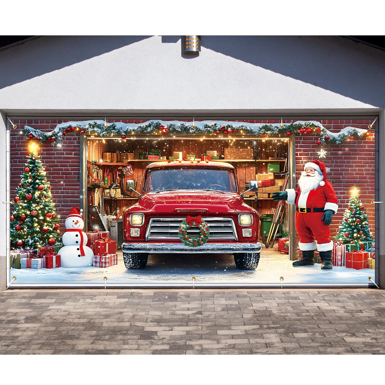 Amazon.com: Qtencas Santa Claus with Car Christmas Garage Door ...