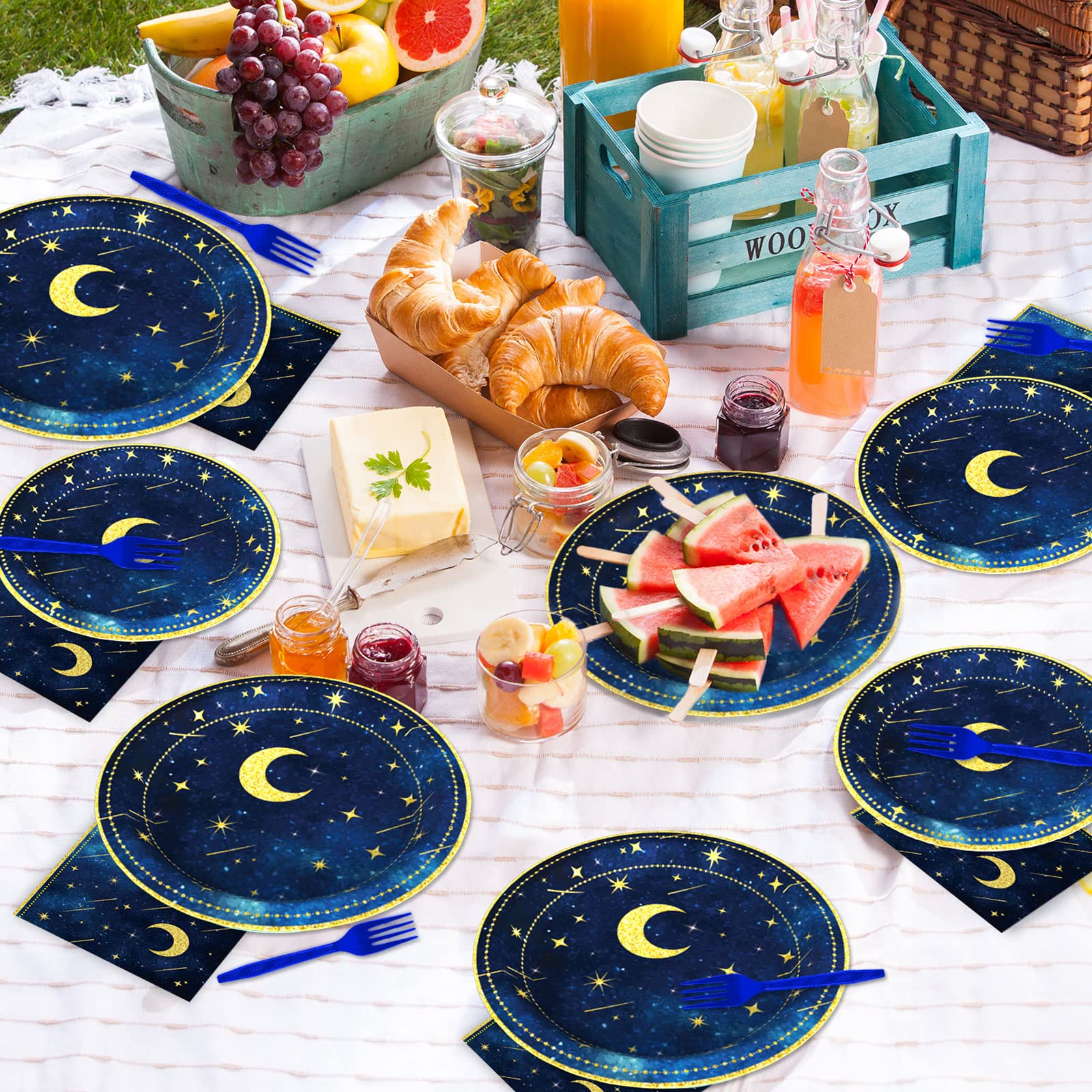 Snapklik.com : Chiazllta 96 Pcs Starry Night Plates And Napkins Party ...