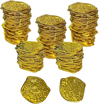 Amazon.com: 100 Pcs Pirate Coins Plastic Coins Fake Play Coins Replica ...