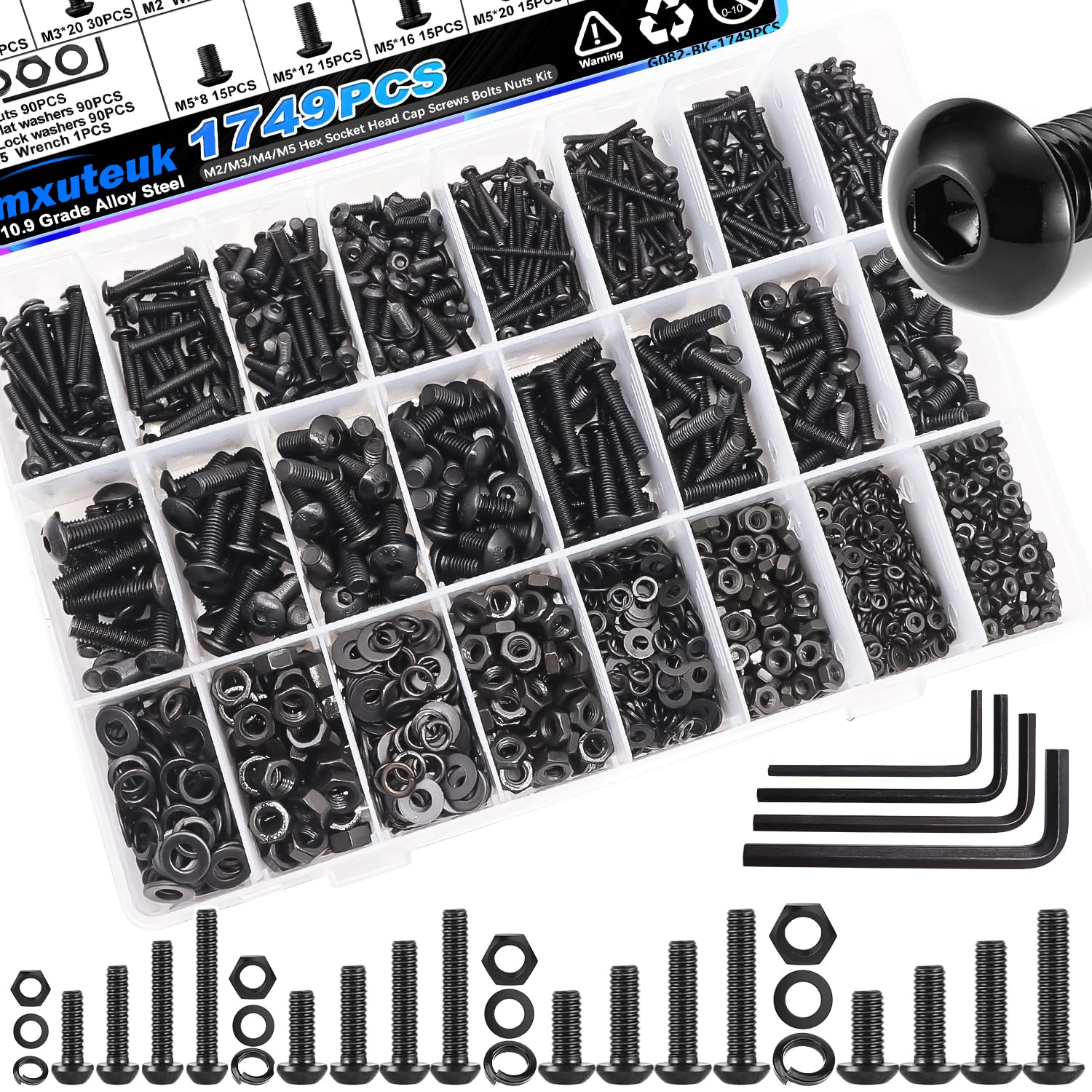 Snapklik.com : Mxuteuk Metric Screw Assortment,M2 M3 M4 M5 Metric Bolt ...