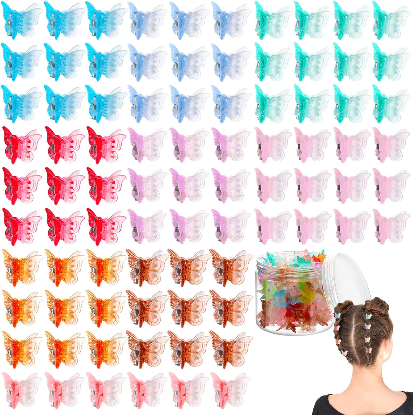 Amazon.com : 100 Pieces Assorted Color Butterfly Hair Clips, Beautiful ...