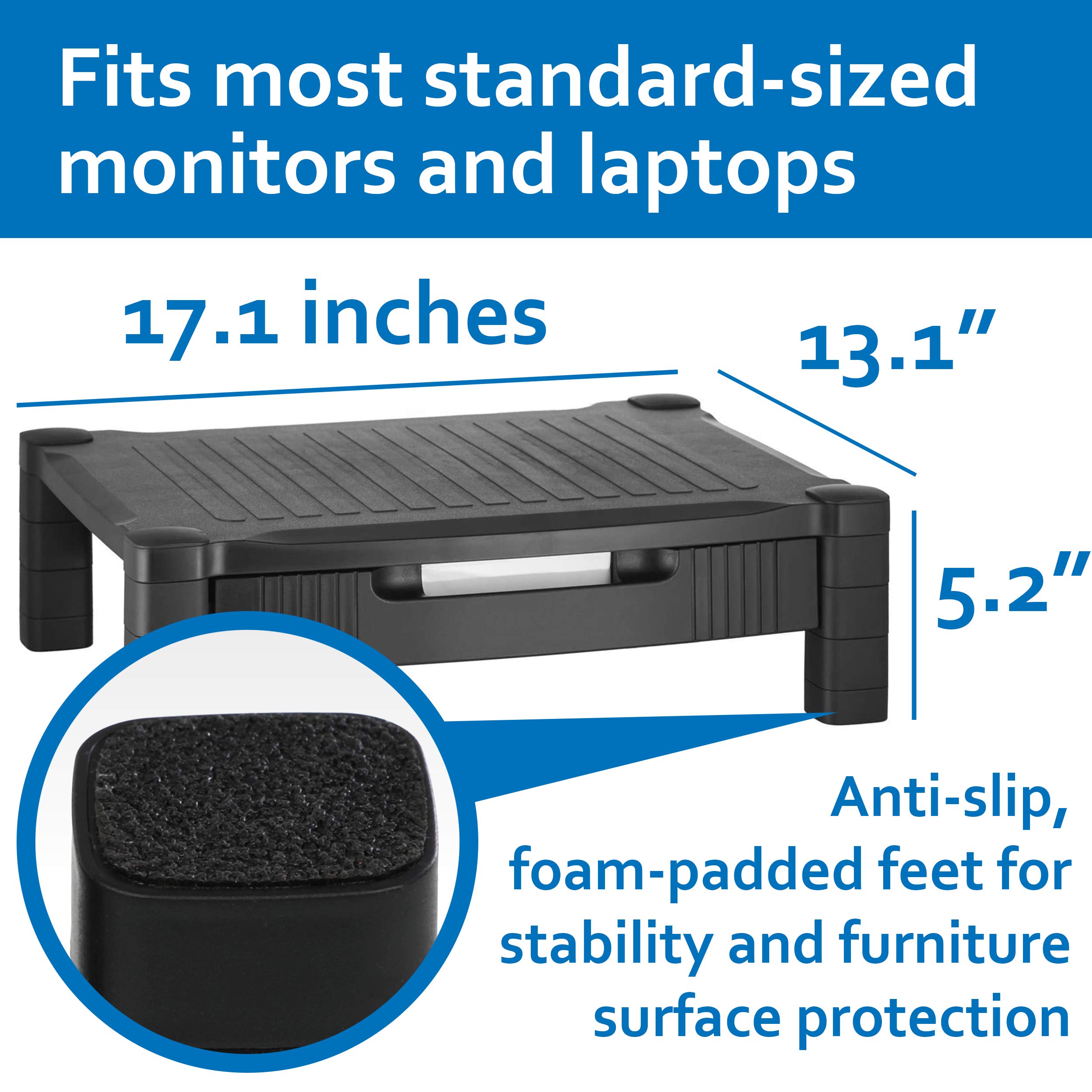 Halter Monitor Stand Riser with Organizer Drawer and Cable Management ...
