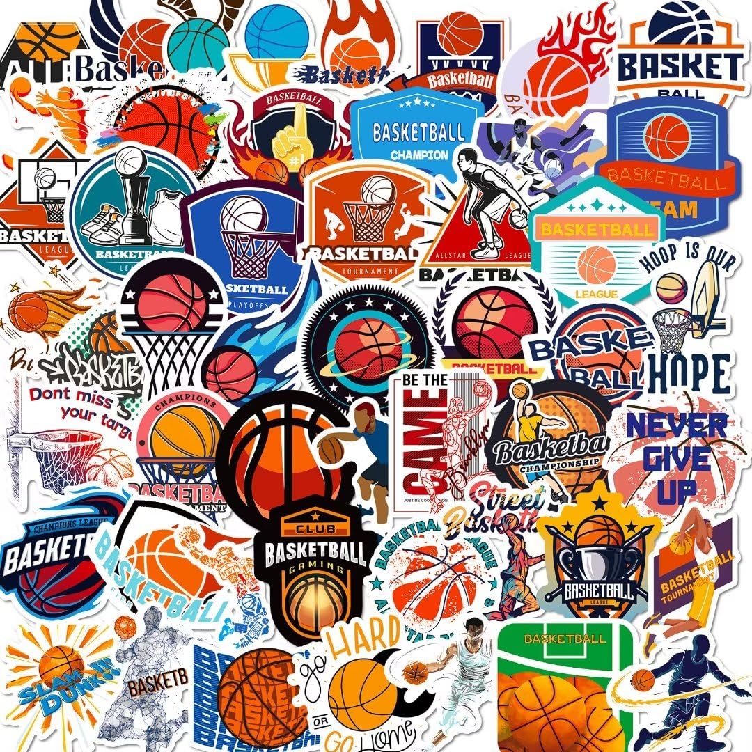 Amazon.com: Basketball Stickers 100 PCS Vinyl Waterproof Basketball ...