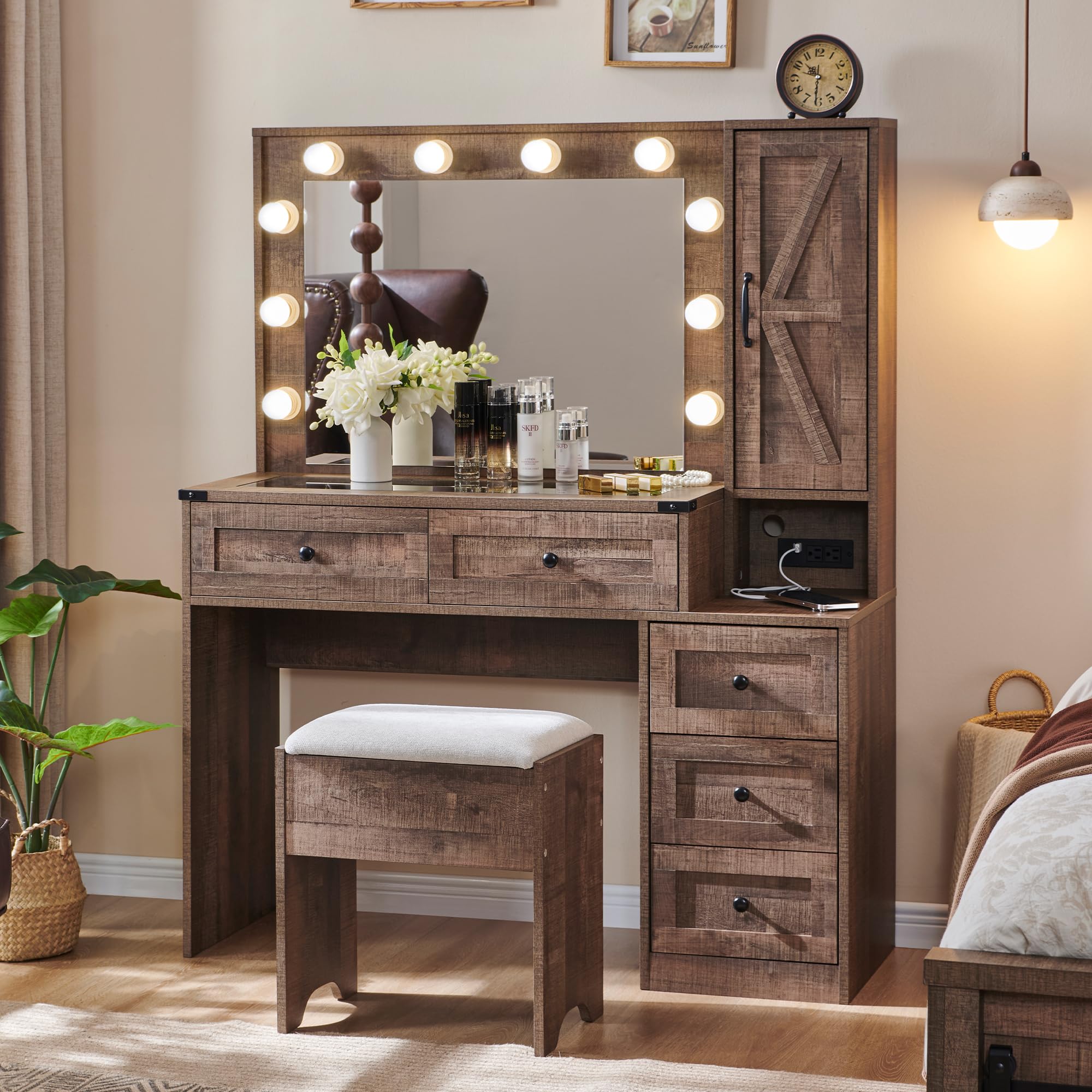 Jxqtlingmu VANITY WITH MIRROR AND LIGHTS