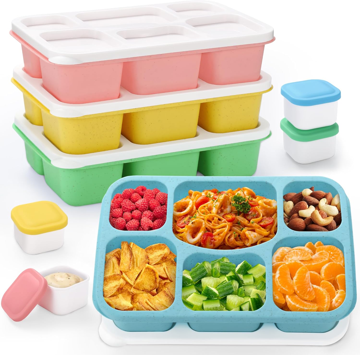 Amazon.com: Bento Lunch Box Snack Containers, Reusable Meal Prep ...