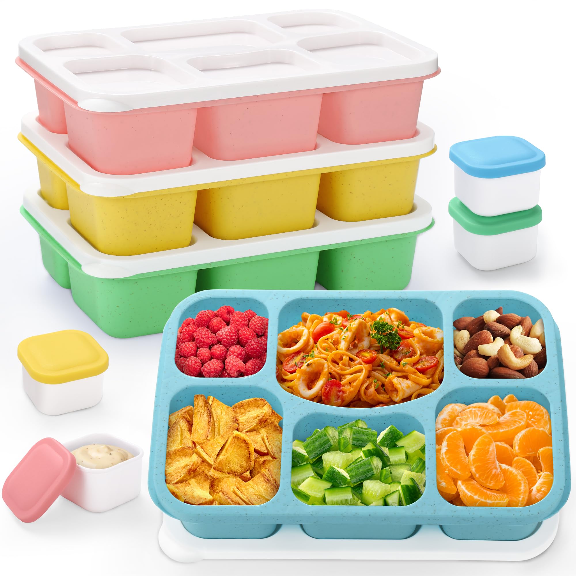 Amazon.com: Bento Lunch Box Snack Containers, Reusable Meal Prep ...