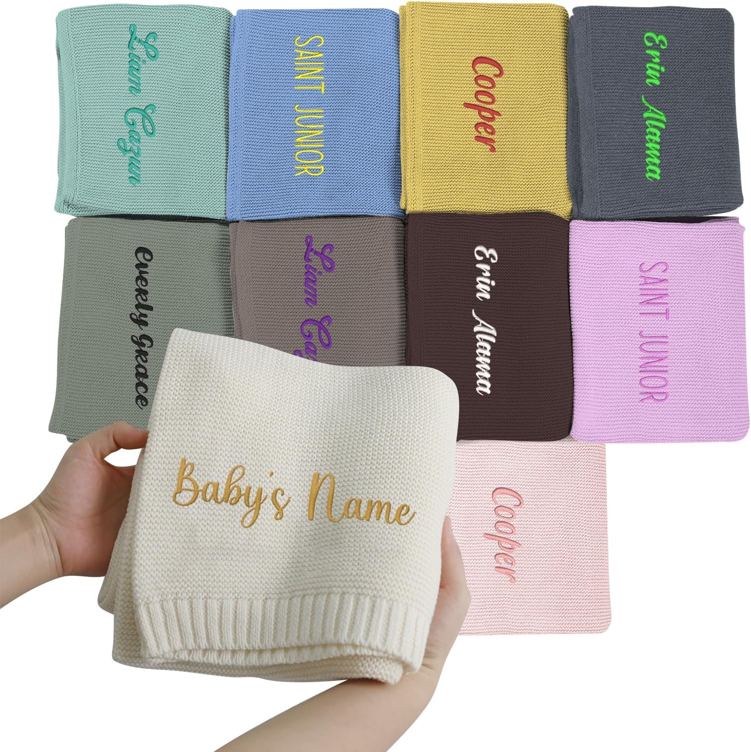 Amazon.com: FELIZSTORE Personalized Baby Blanket Gifts - Knit Baby ...