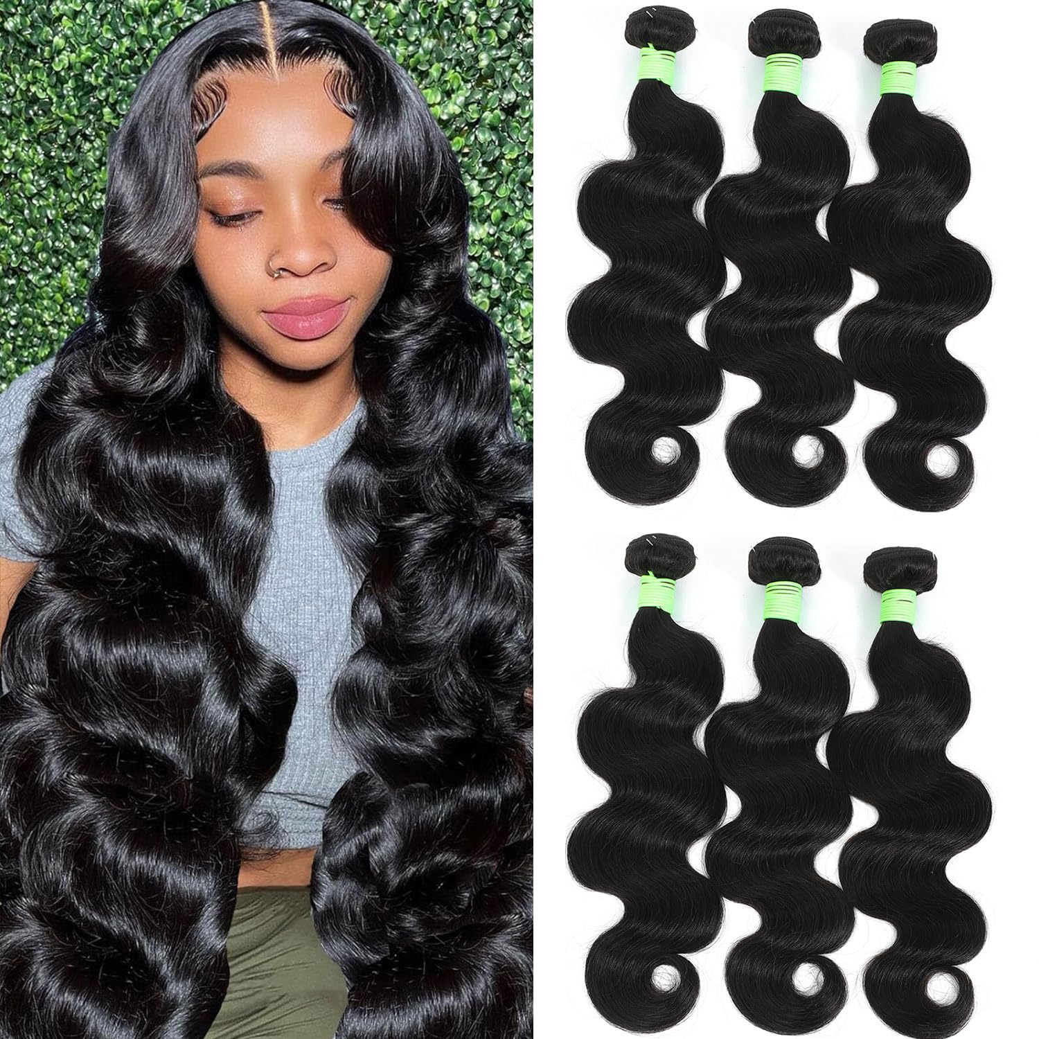 Amazon.com : Human Hair Bundles Body Wave Bundles Human Hair 18 20 22 ...