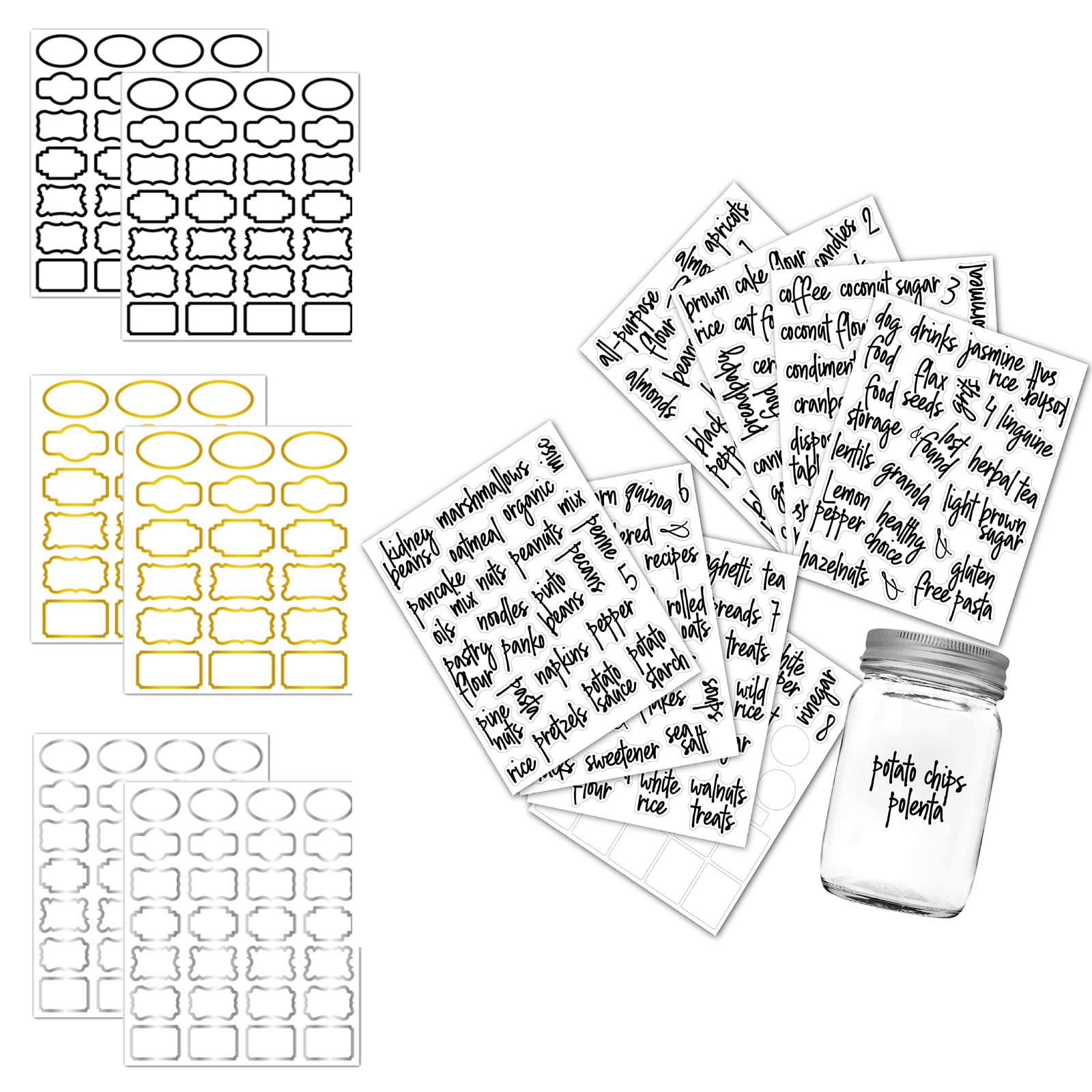 Buy 6 PCS Sticker Labels Set,8 PCS Pantry Labels,Spice Jar Labels ...