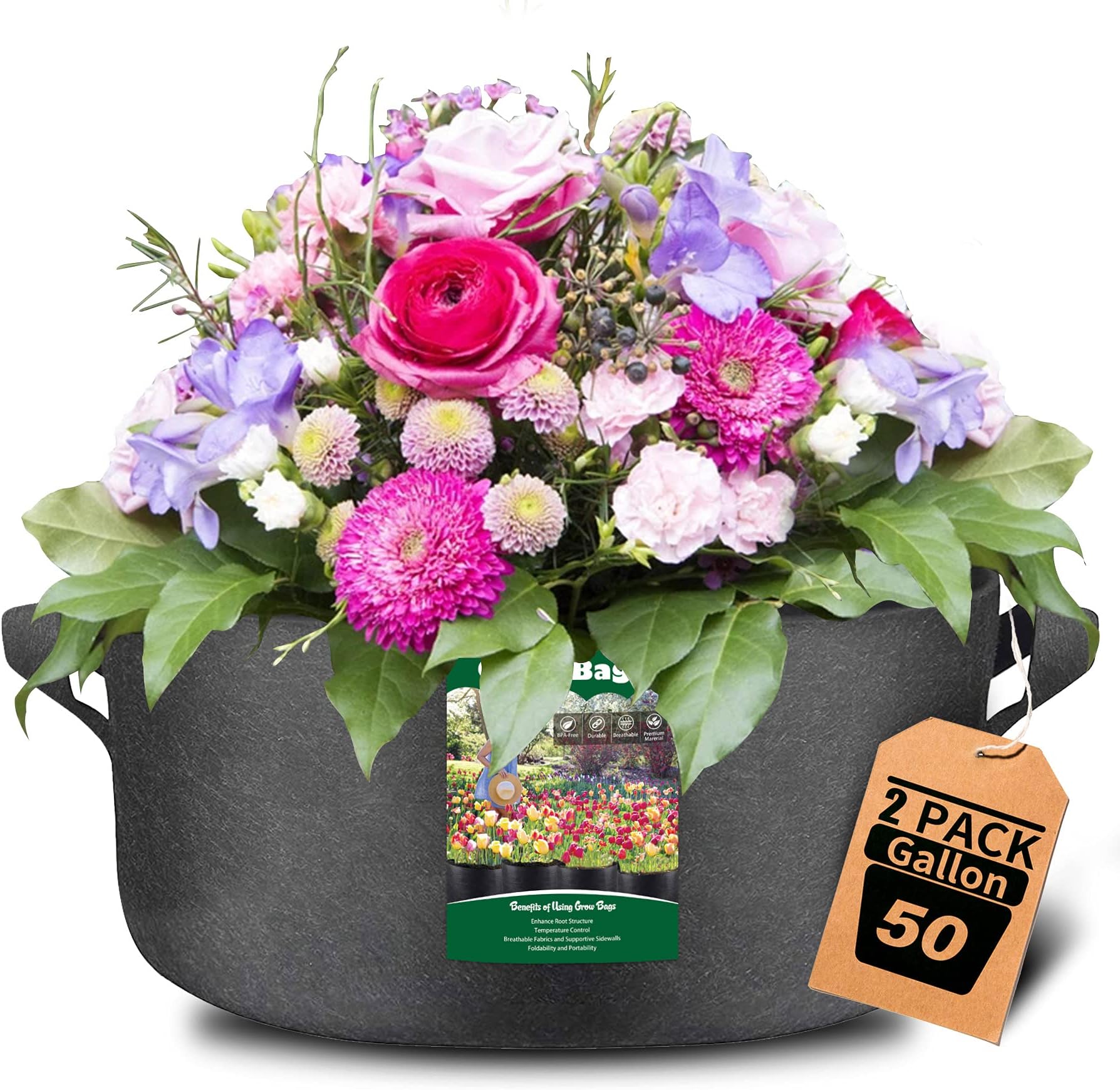 Amazon.com : Zubebe 8 Pcs 50 Gallon Plant Grow Bags Large Reusable ...